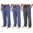 Real Essentials 3 Pack Mens Pajama Pants Knit Cotton Flannel Plaid