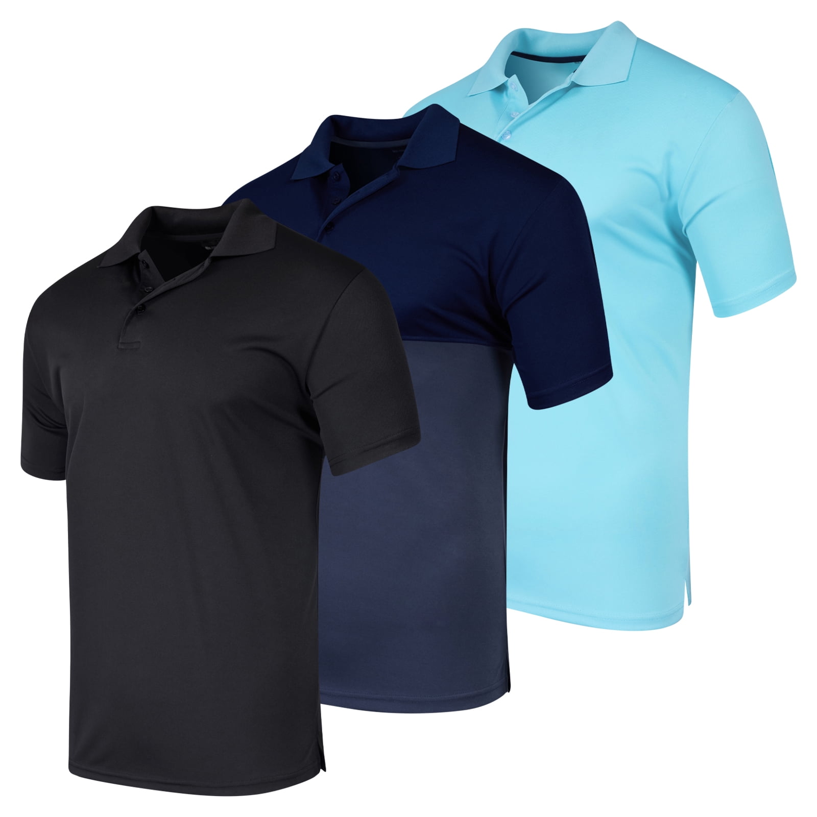 Real Essentials Men's 3-Pack: Quick-Dry Athletic Performance Polo Shirt ...