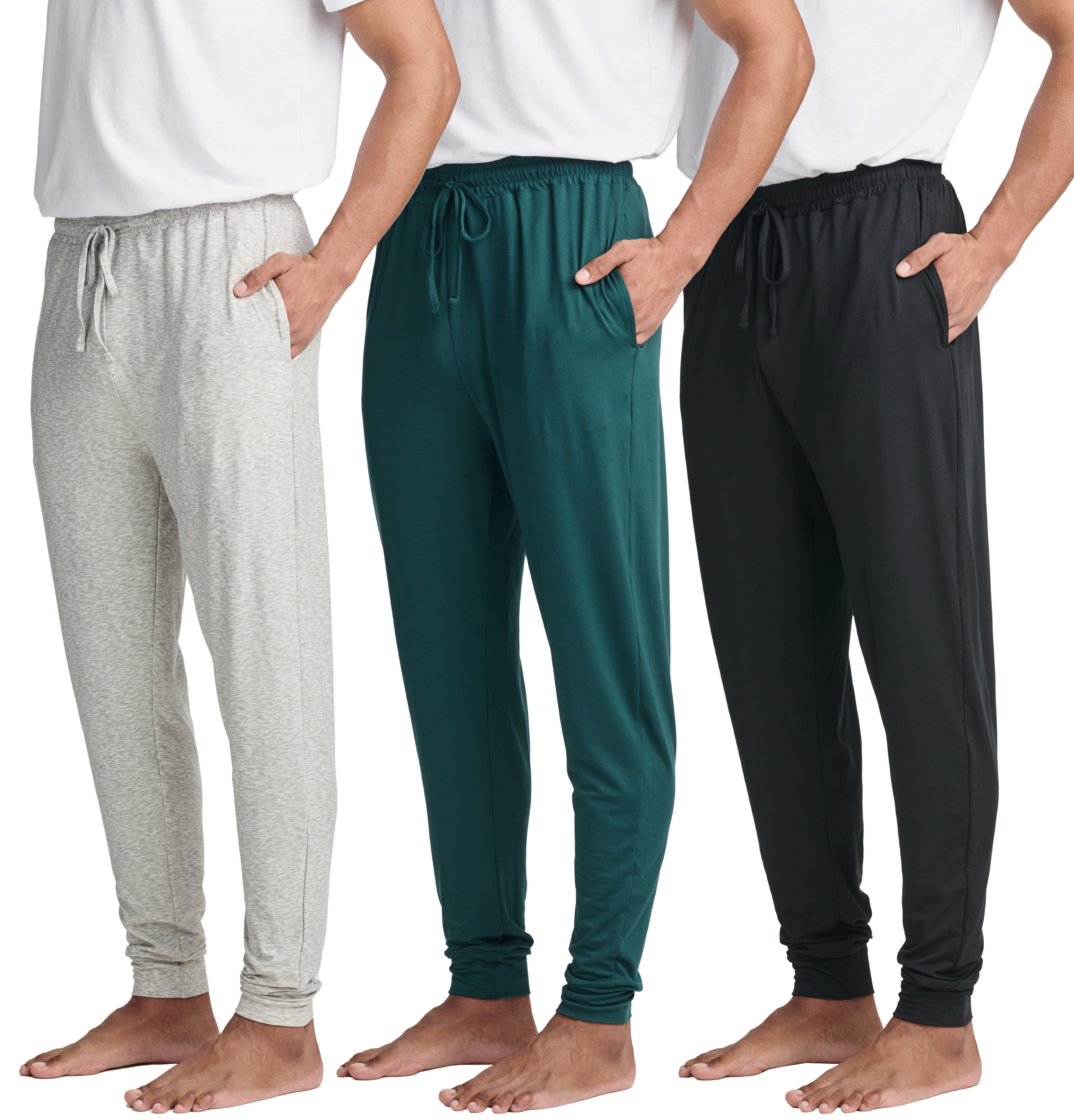 Real Essentials 3 Pack: Men's Soft Lounge Sleep Joggers - Pajama Pants ...