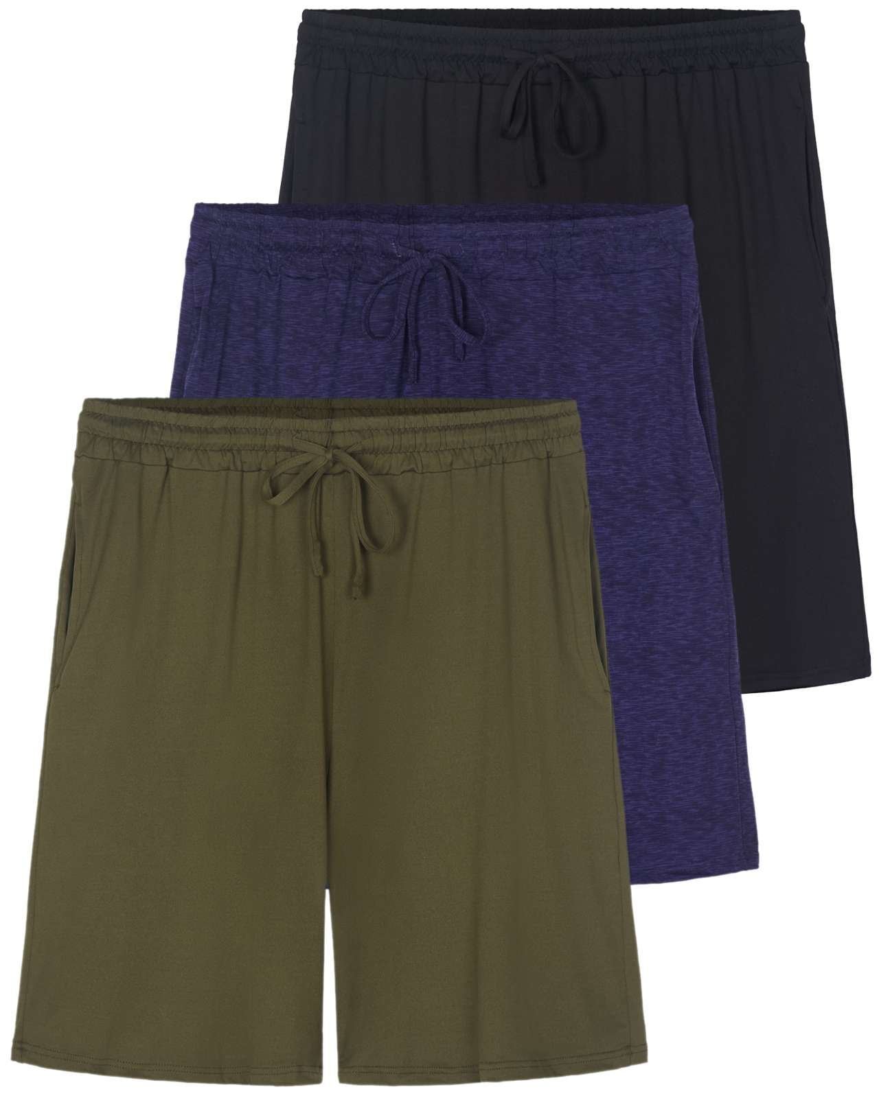 3 Pack: Men's Soft Pajama Shorts with Drawstring & Pockets 4-Way ...