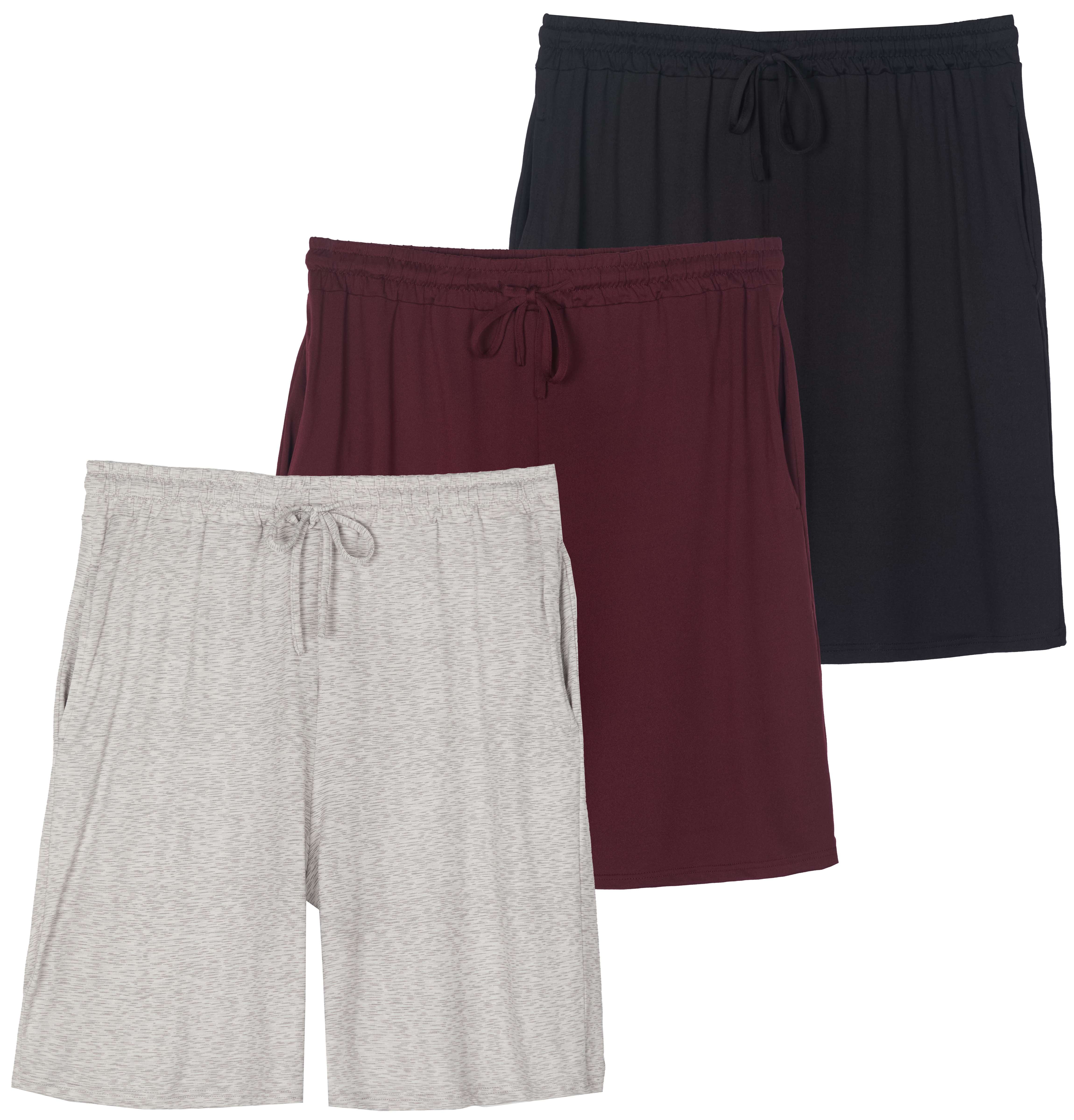 Real Essentials 3 Pack: Men's Soft Pajama Shorts with Drawstring ...