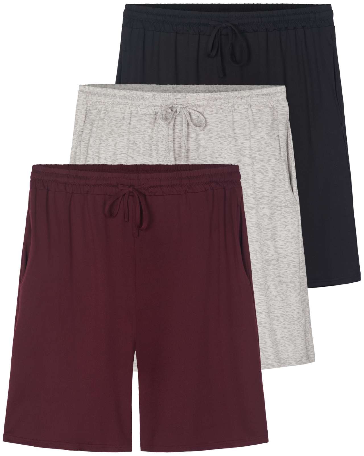 Real Essentials 3-Pack Men's Super Soft Pajama Shorts, Drawstring ...