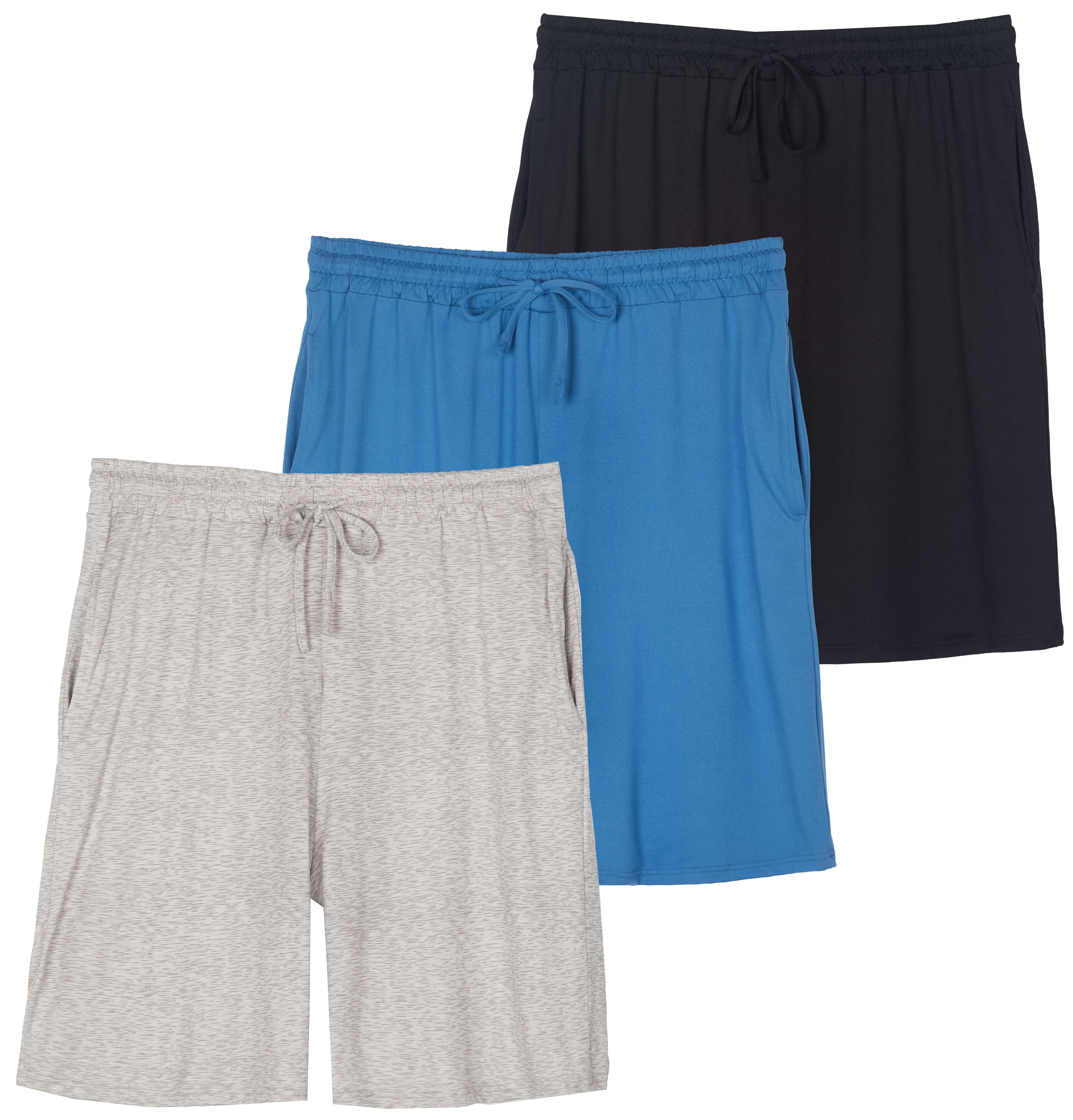 Real Essentials 3 Pack: Men's Soft Pajama Shorts with Drawstring ...