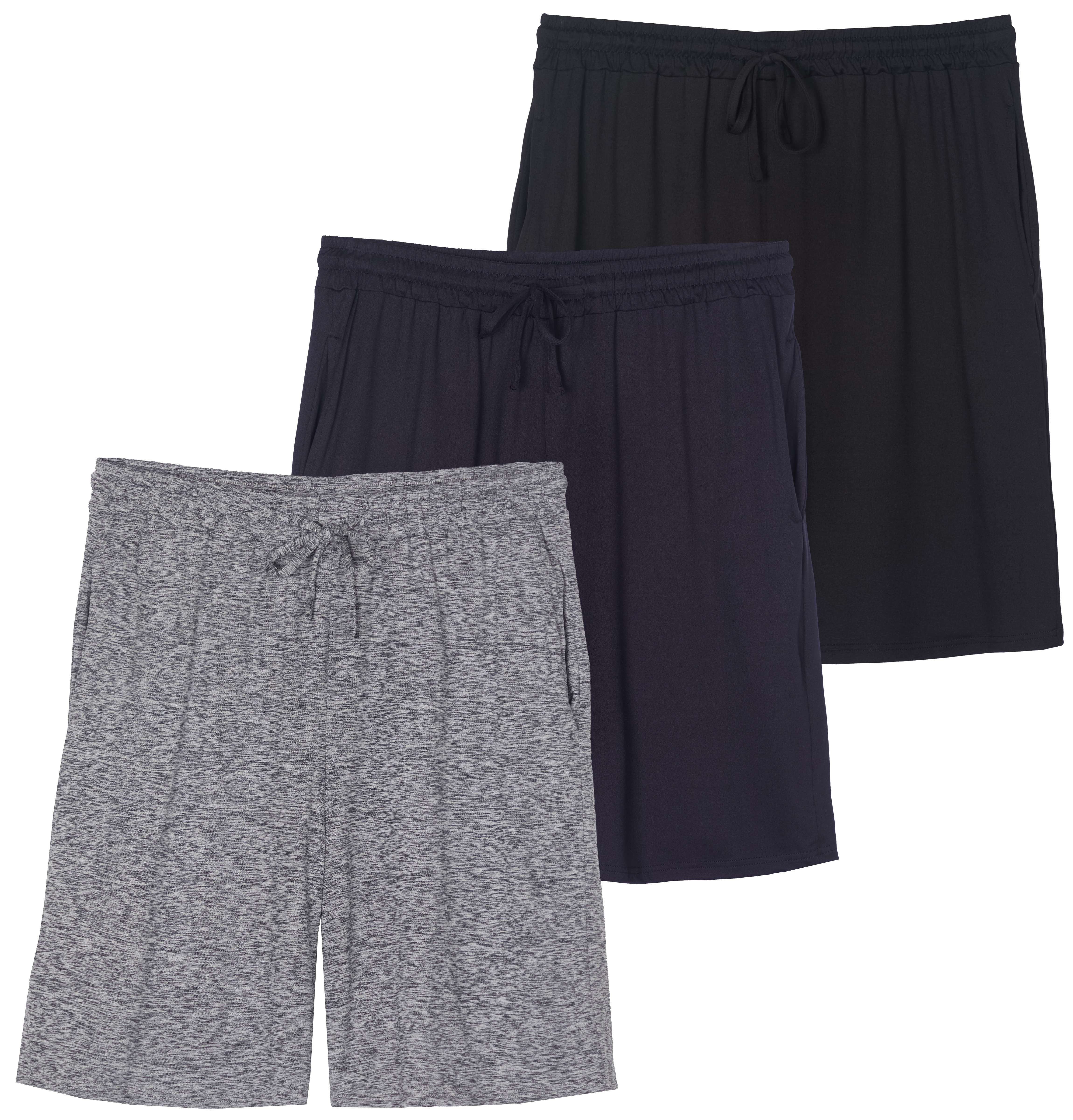 Real Essentials 3 Pack: Men's Soft Pajama Shorts with Drawstring ...