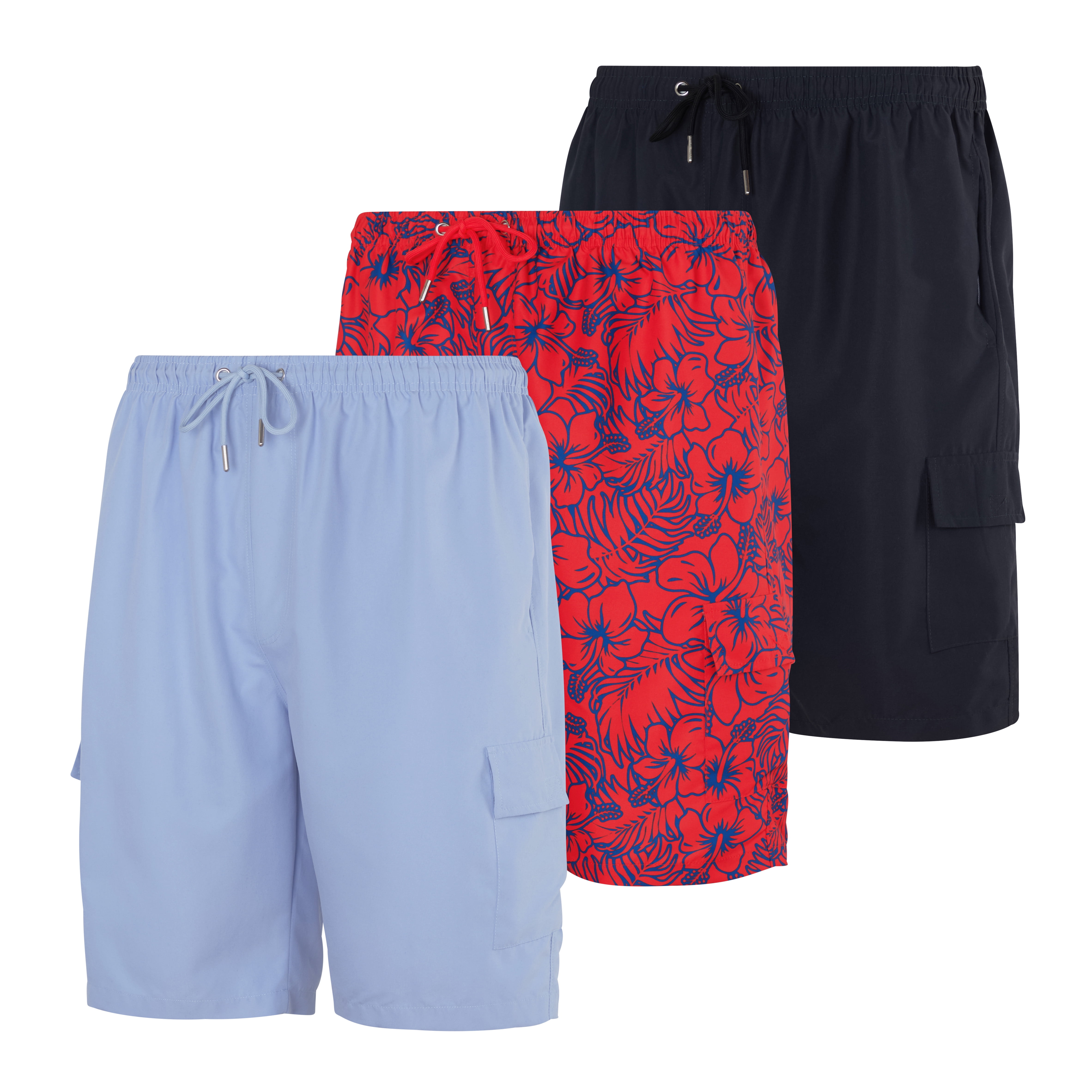 Real Essentials Men's Swim Trunks, Cargo Pockets, Mesh Lining, Quick ...