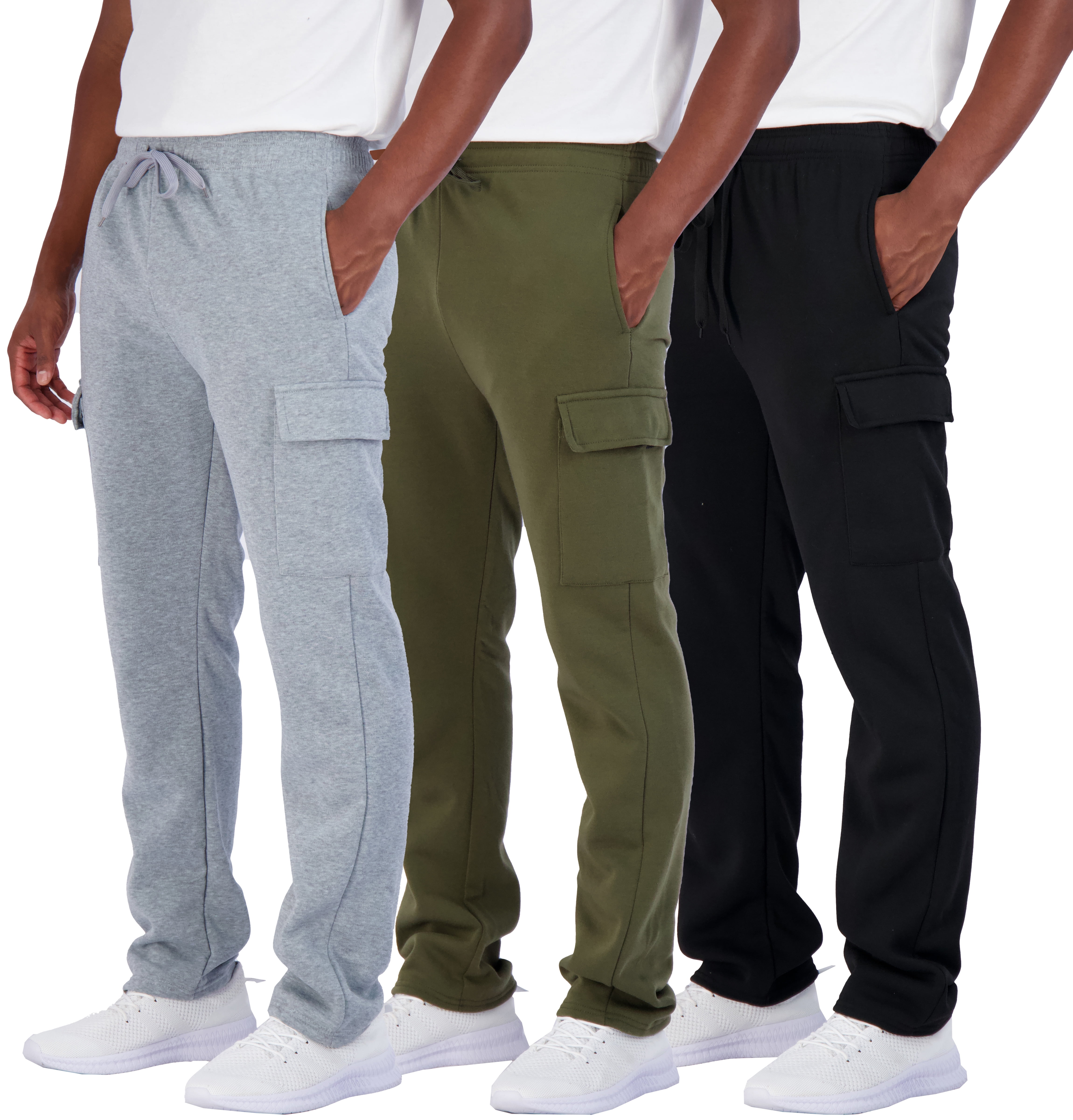 Real Essentials 3 Pack: Men's Tech Fleece Active Athletic Casual Open ...