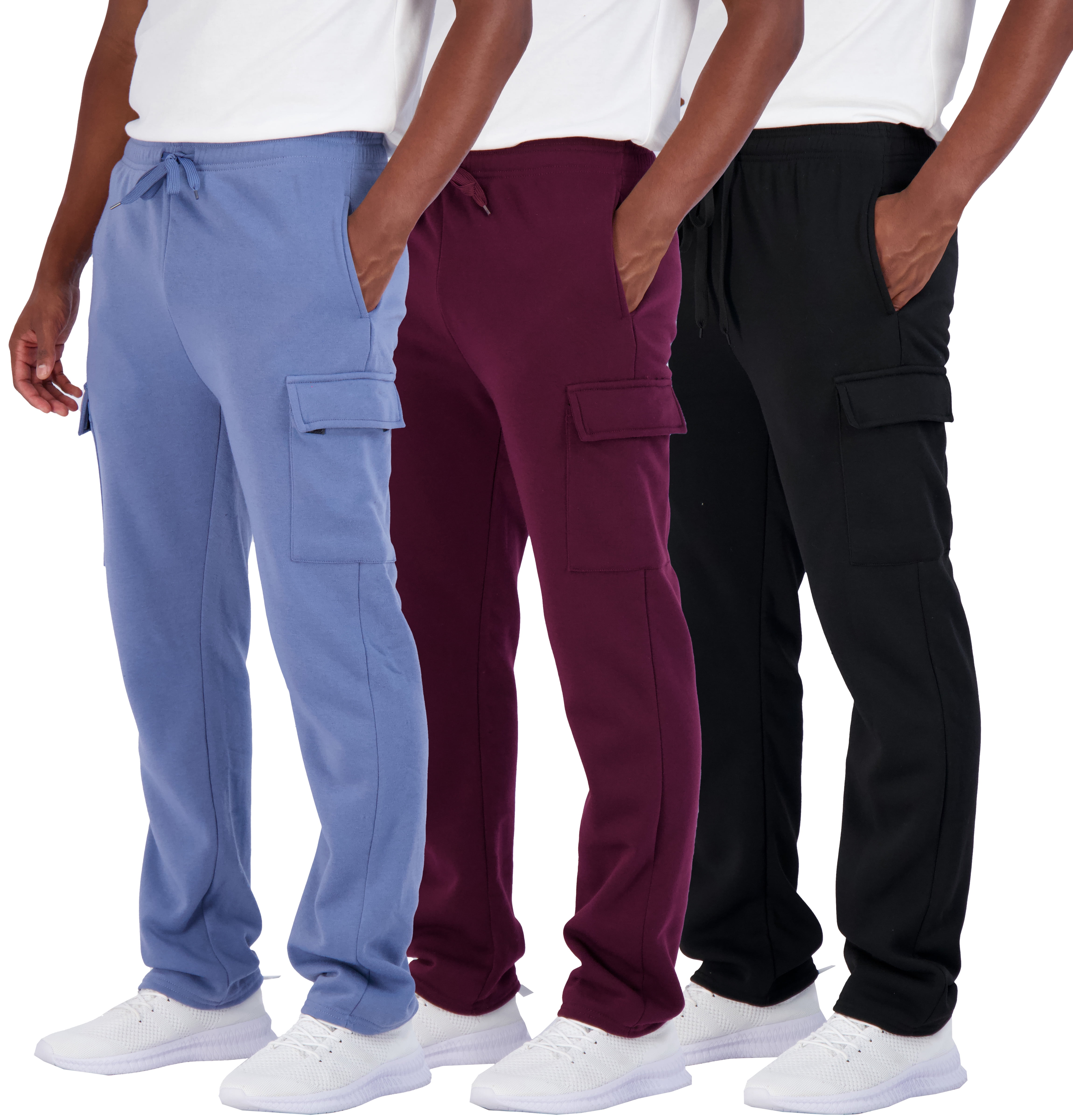 Real Essentials 3 Pack: Men's Tech Fleece Active Athletic Casual Open ...