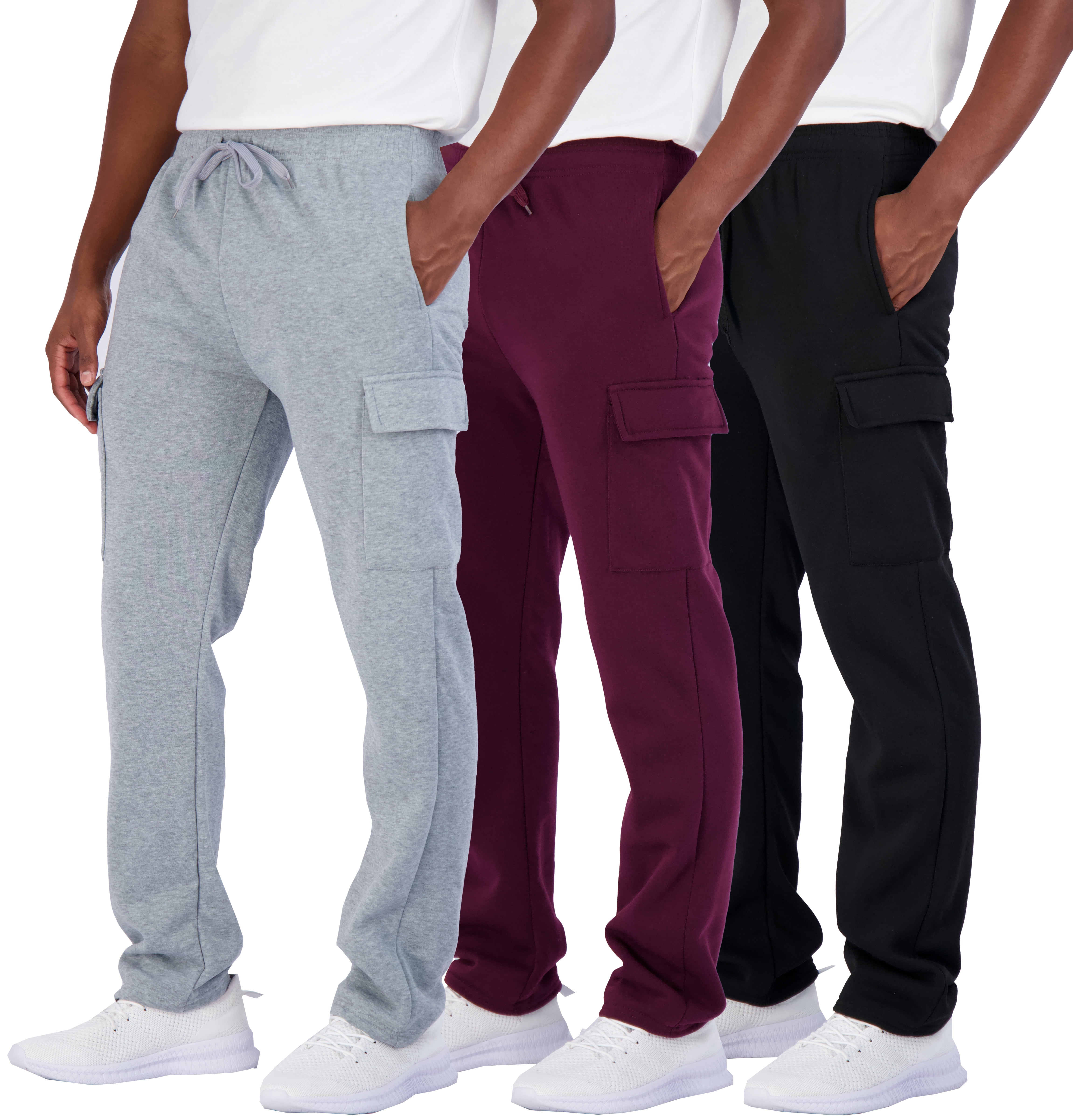 Real Essentials 3 Pack: Men's Tech Fleece Active Athletic Casual Open ...