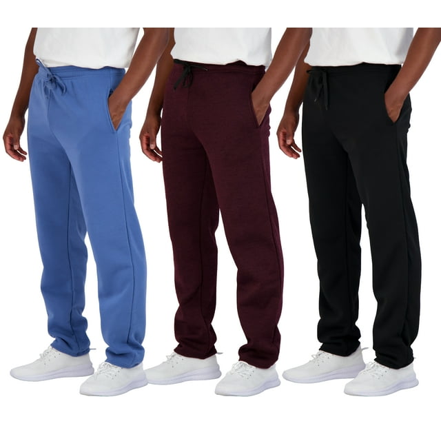 Real Essentials 3 Pack: Men's Tech Fleece Athletic Casual Open Bottom ...