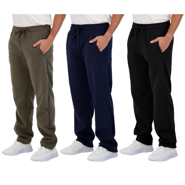 Real Essentials 3 Pack: Men's Tech Fleece Athletic Casual Open Bottom ...