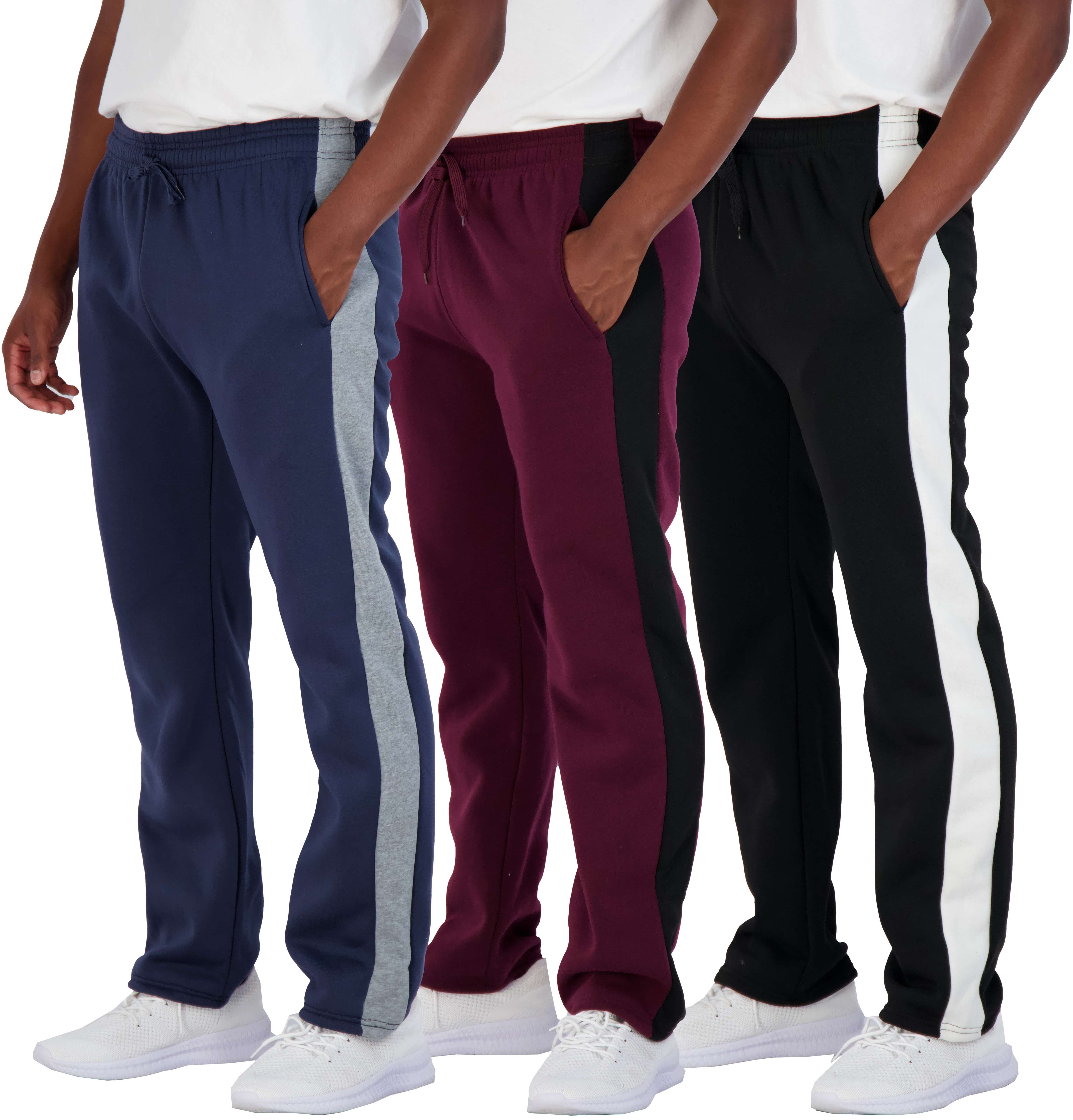 Real Essentials 3 Pack: Men's Tech Fleece Athletic Casual Open Bottom ...