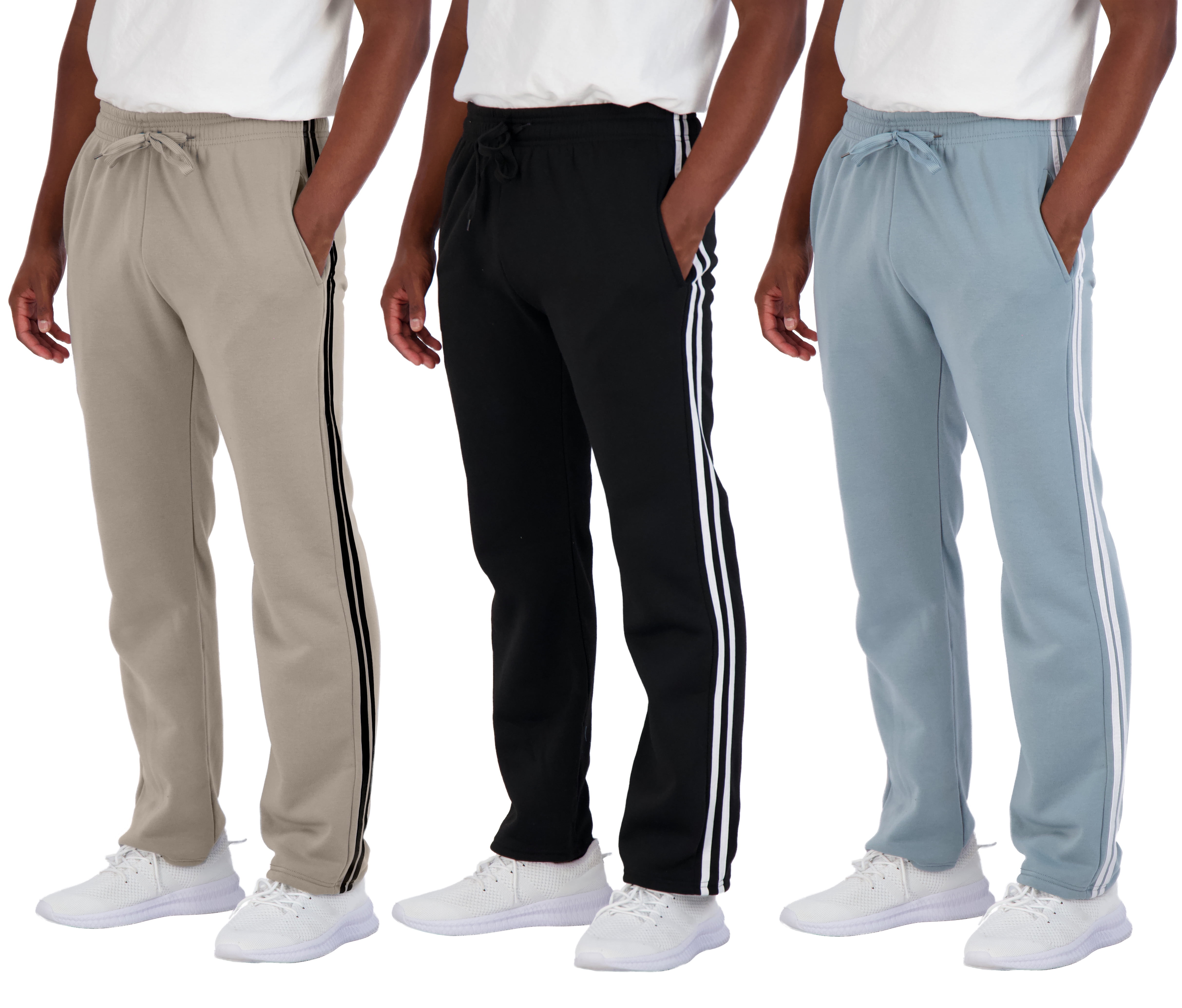 Real Essentials 3 Pack: Men's Tech Fleece Athletic Casual Open Bottom ...