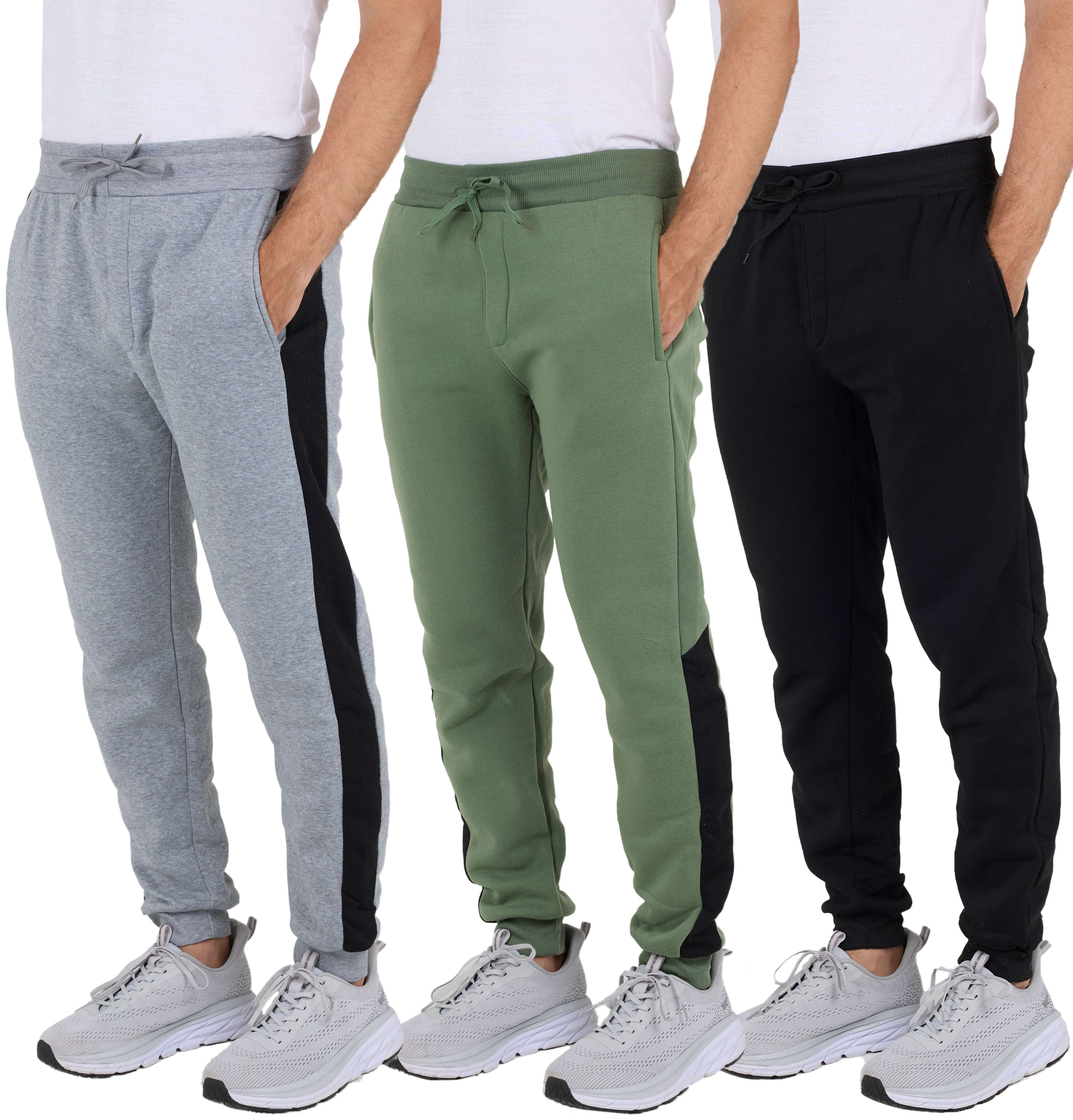 Real Essentials 3 Pack: Men's Tech Fleece Ultra-Soft Jogger Athletic ...