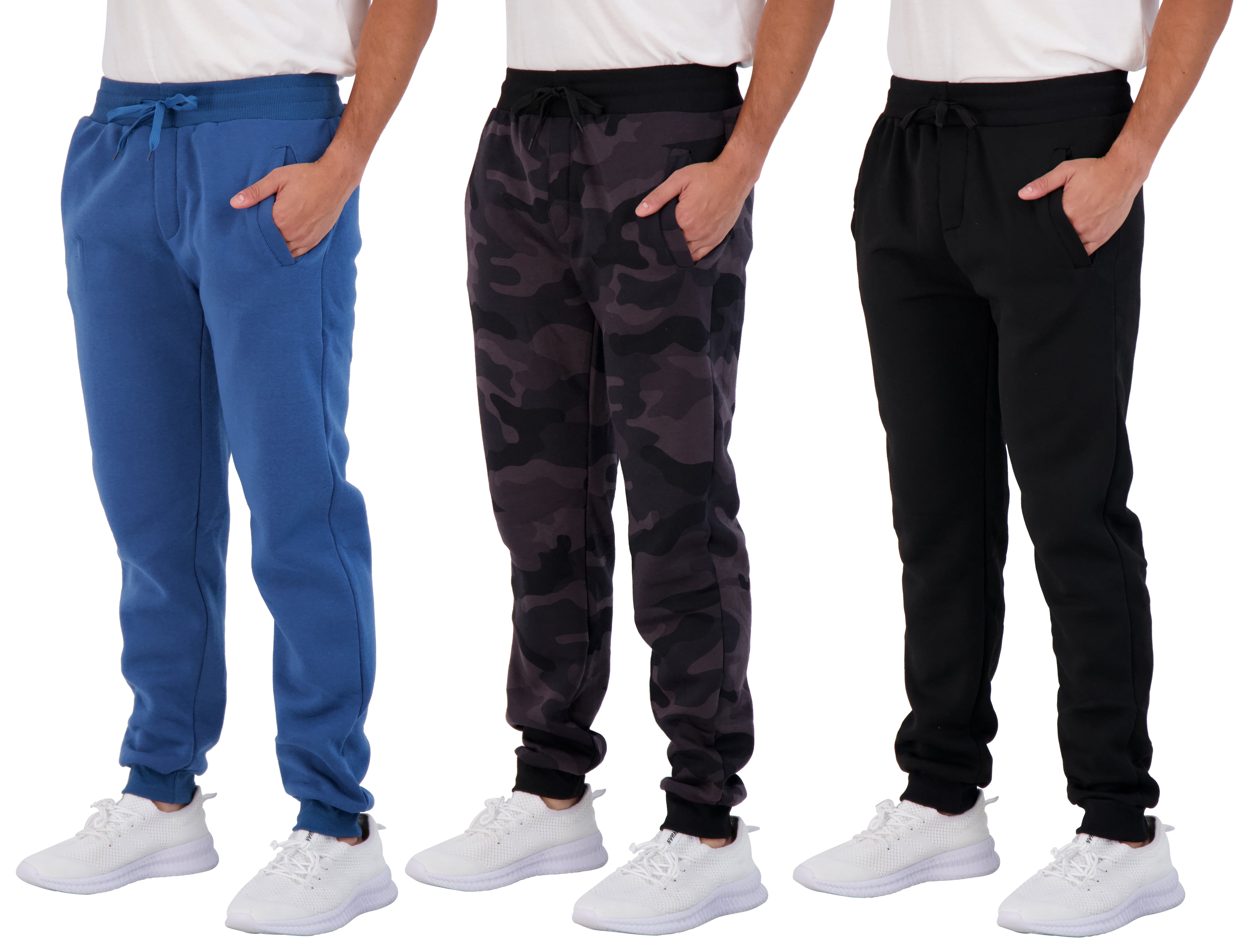 Real Essentials 3 Pack: Men's Tech Fleece Ultra-Soft Warm Jogger ...