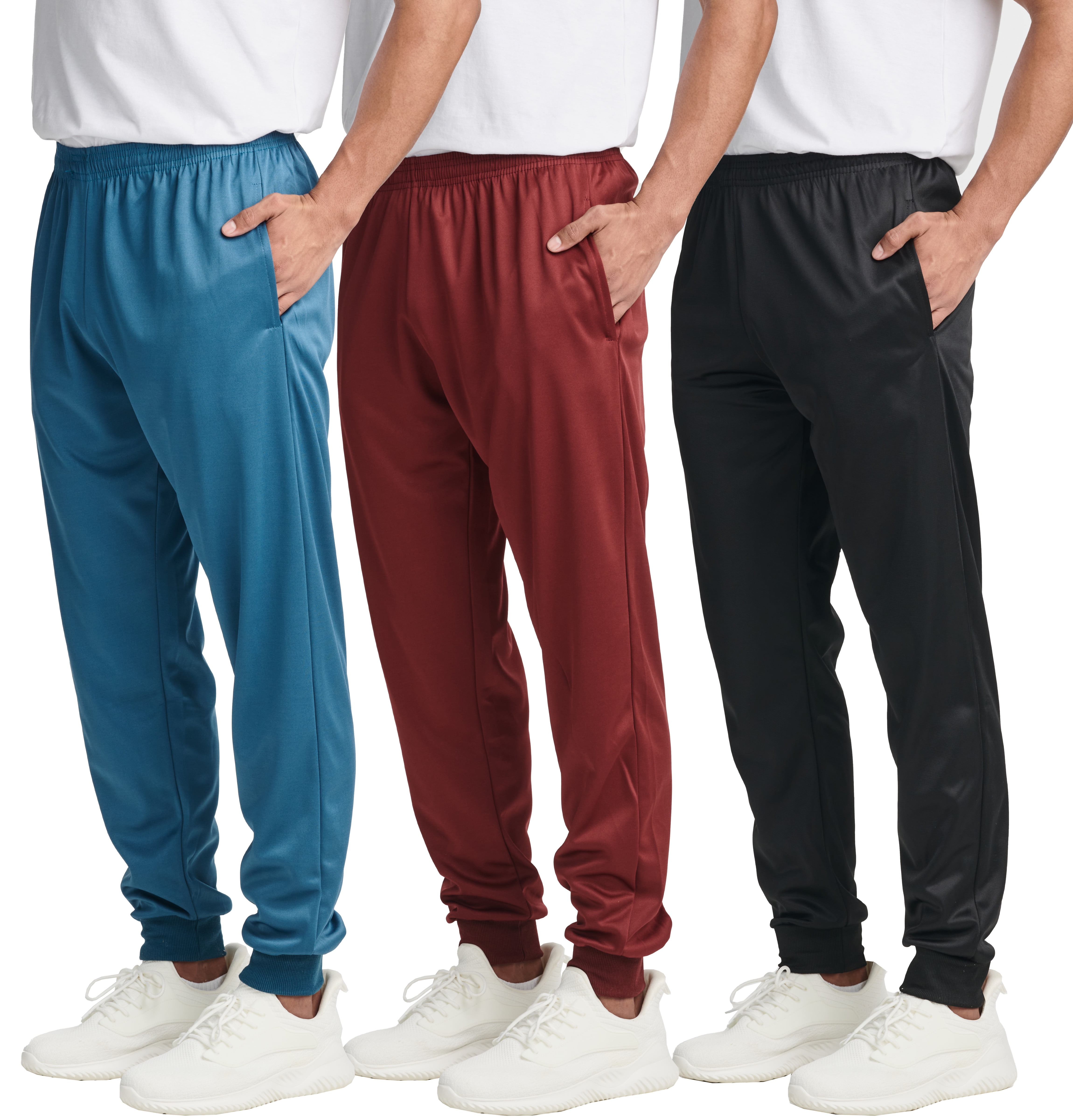 Real Essentials 3 Pack: Men's Tricot Active Athletic Casual Jogger ...