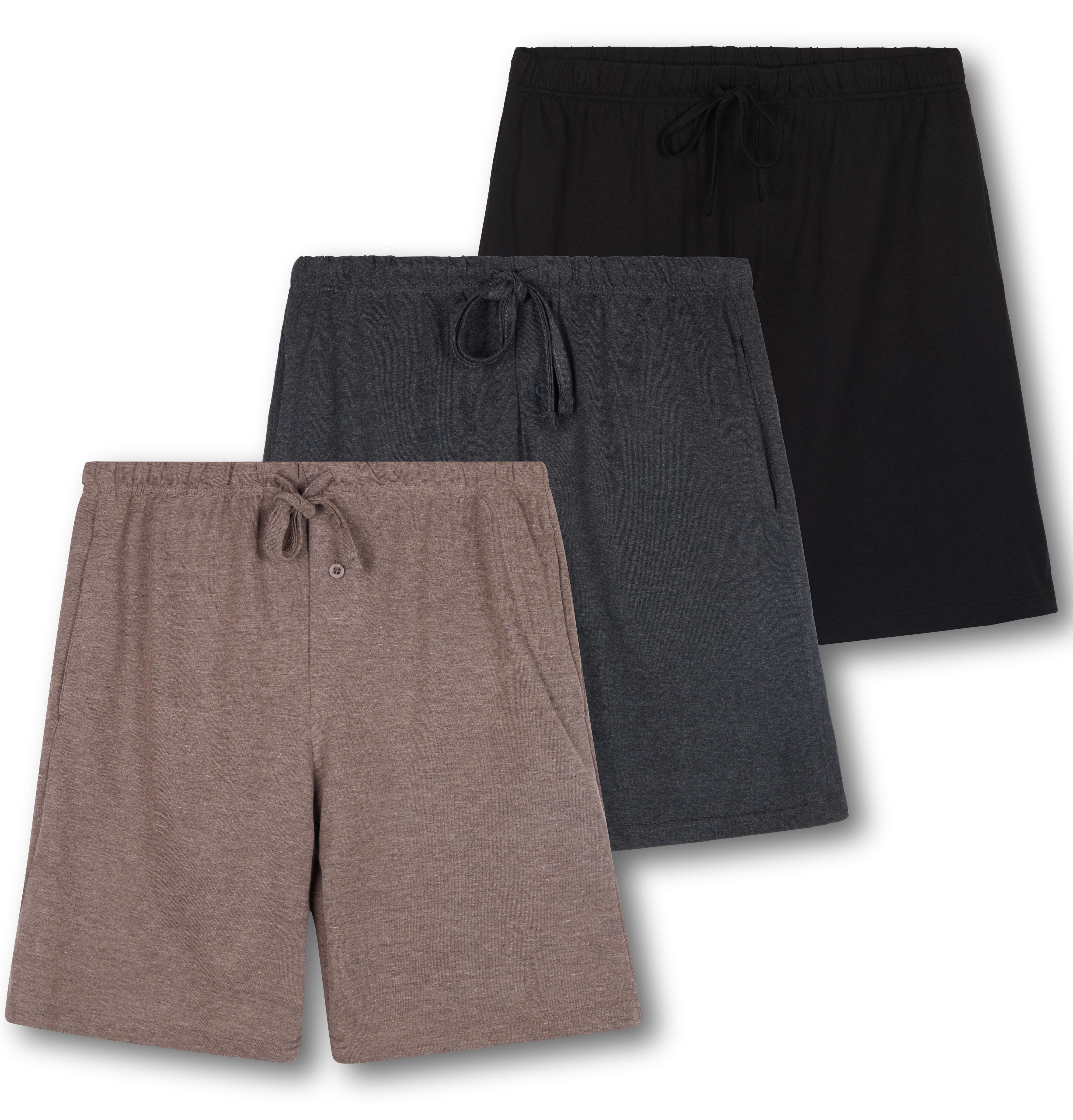 Real Essentials Men's Cotton Knit Pajama Shorts, 3 Pack: Ultra-Soft ...