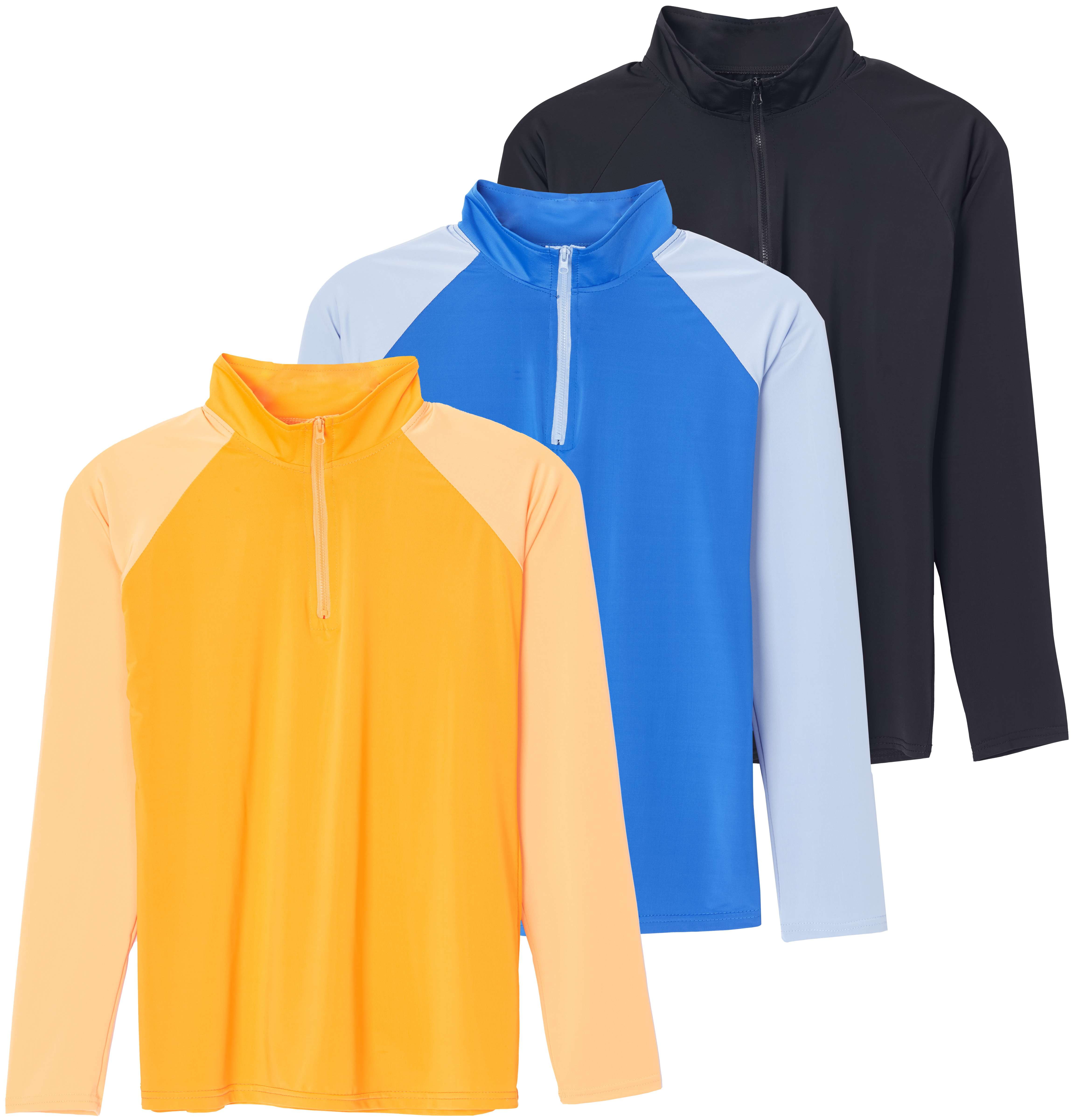 Real Essentials 3 Pack: Women's 1/4 Zip Rash Guard Long Sleeve Swim ...
