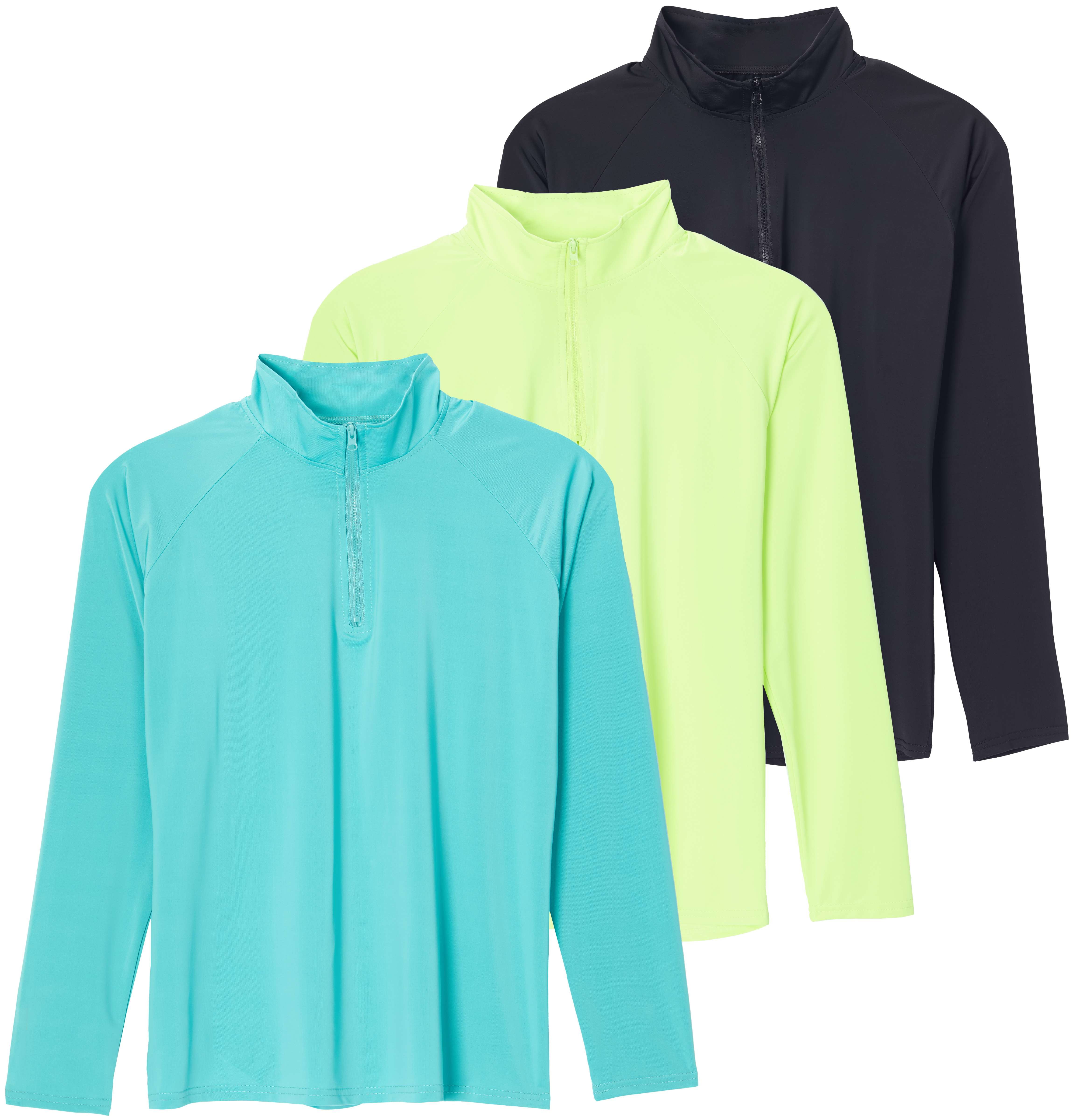 Real Essentials 3 Pack: Women's 1/4 Zip Rash Guard Long Sleeve Swim ...