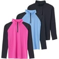 Real Essentials 3 Pack: Women's 1/4 Zip Rash Guard Long Sleeve Swim ...