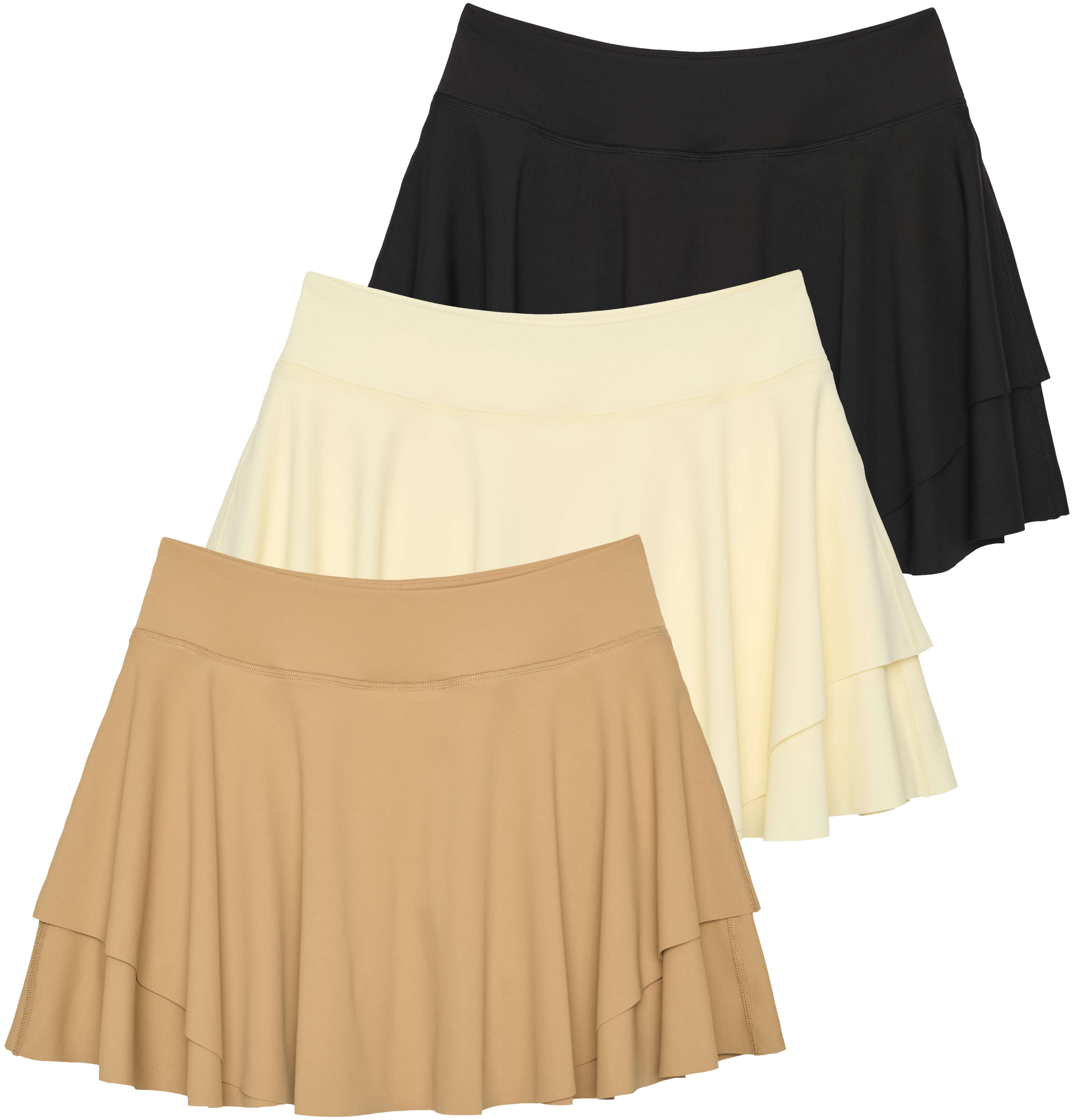 Real Essentials 3 Pack: Women's 14" Layered Ruffle Flowy Tennis Golf ...