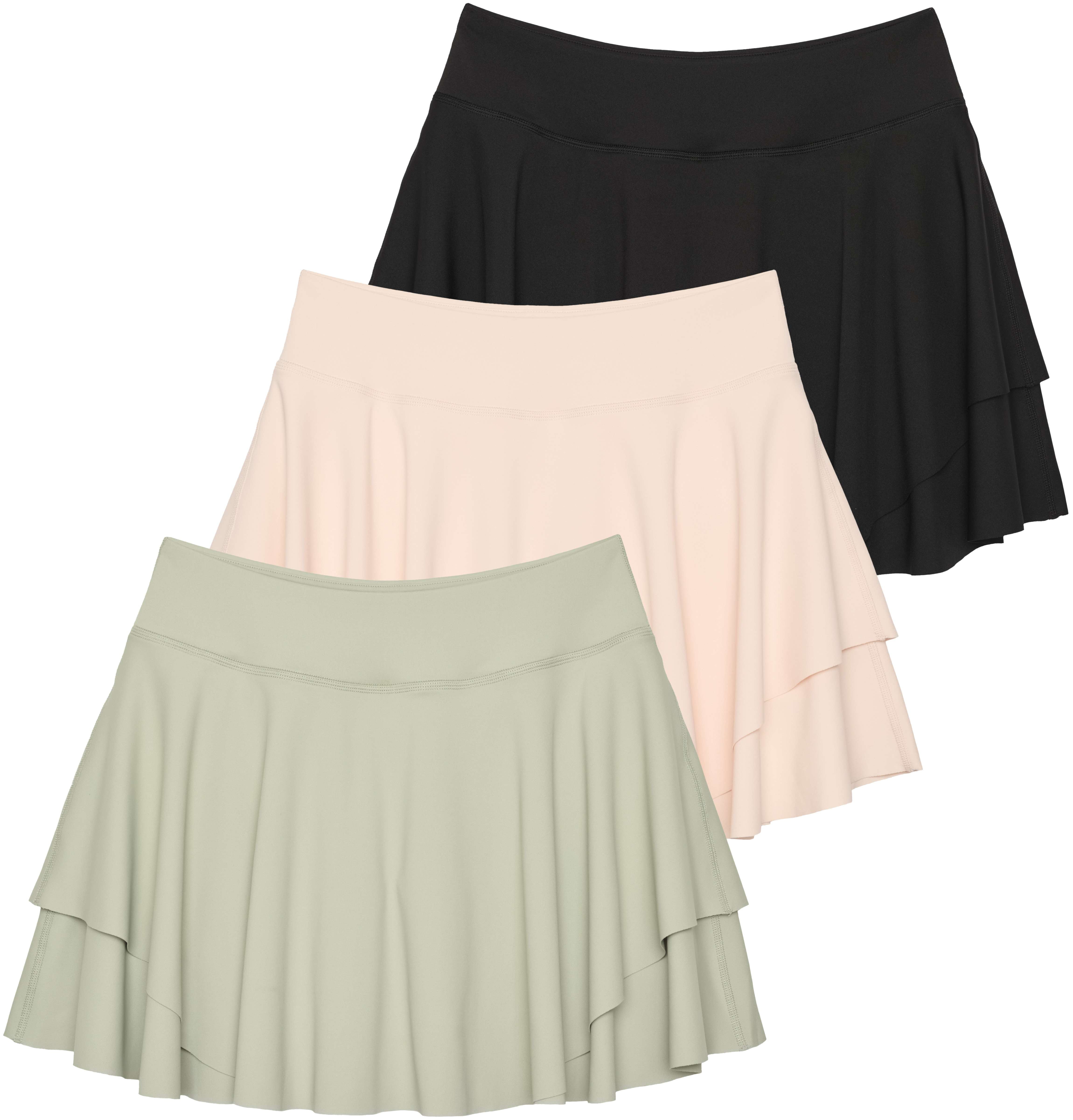 Real Essentials 3 Pack: Women's 14" Layered Ruffle Flowy Tennis Golf ...