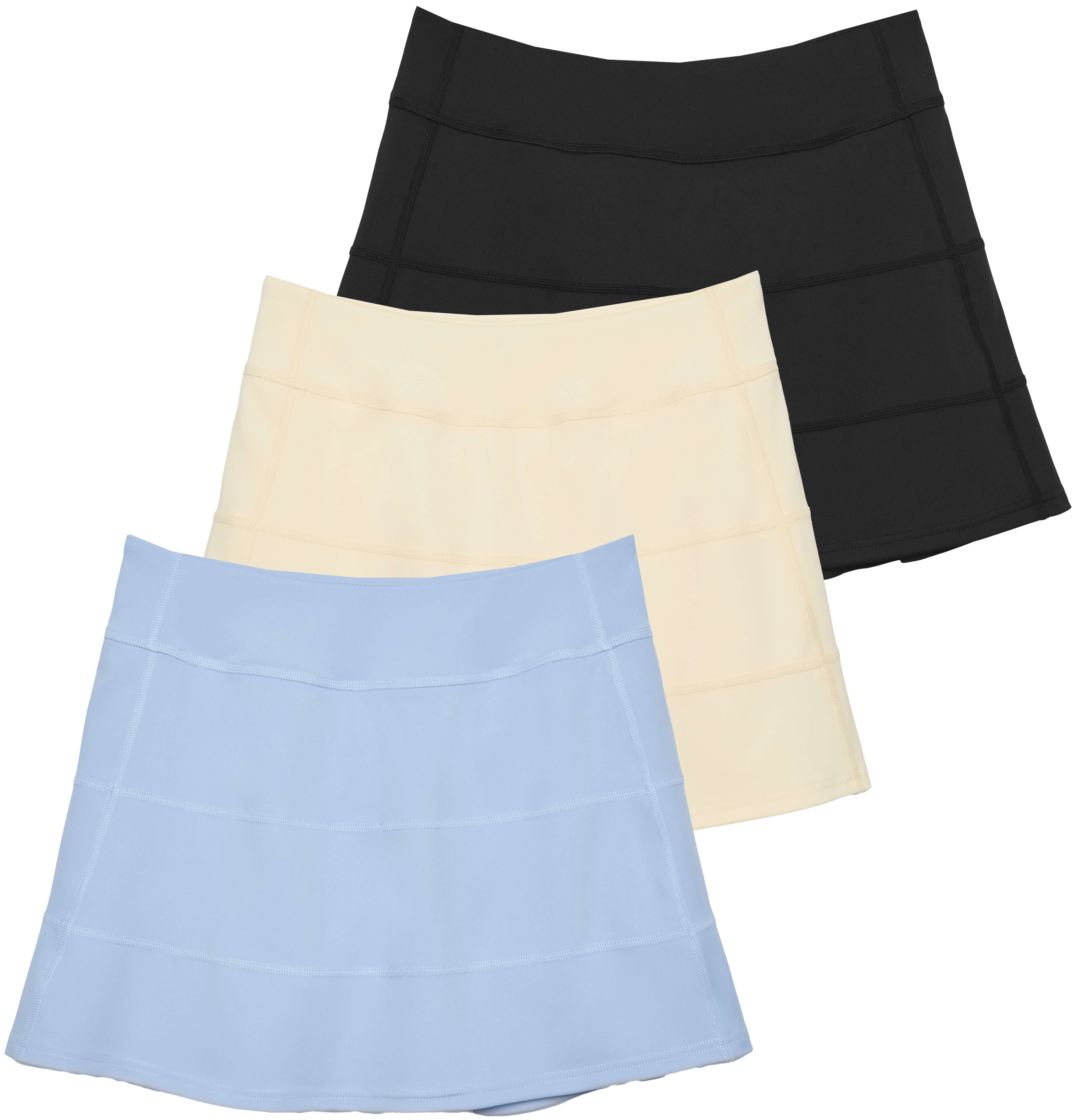 Real Essentials 3 Pack:Women's 14" Pleated Tennis Skorts Golf Skirt High Waisted Athletic ...