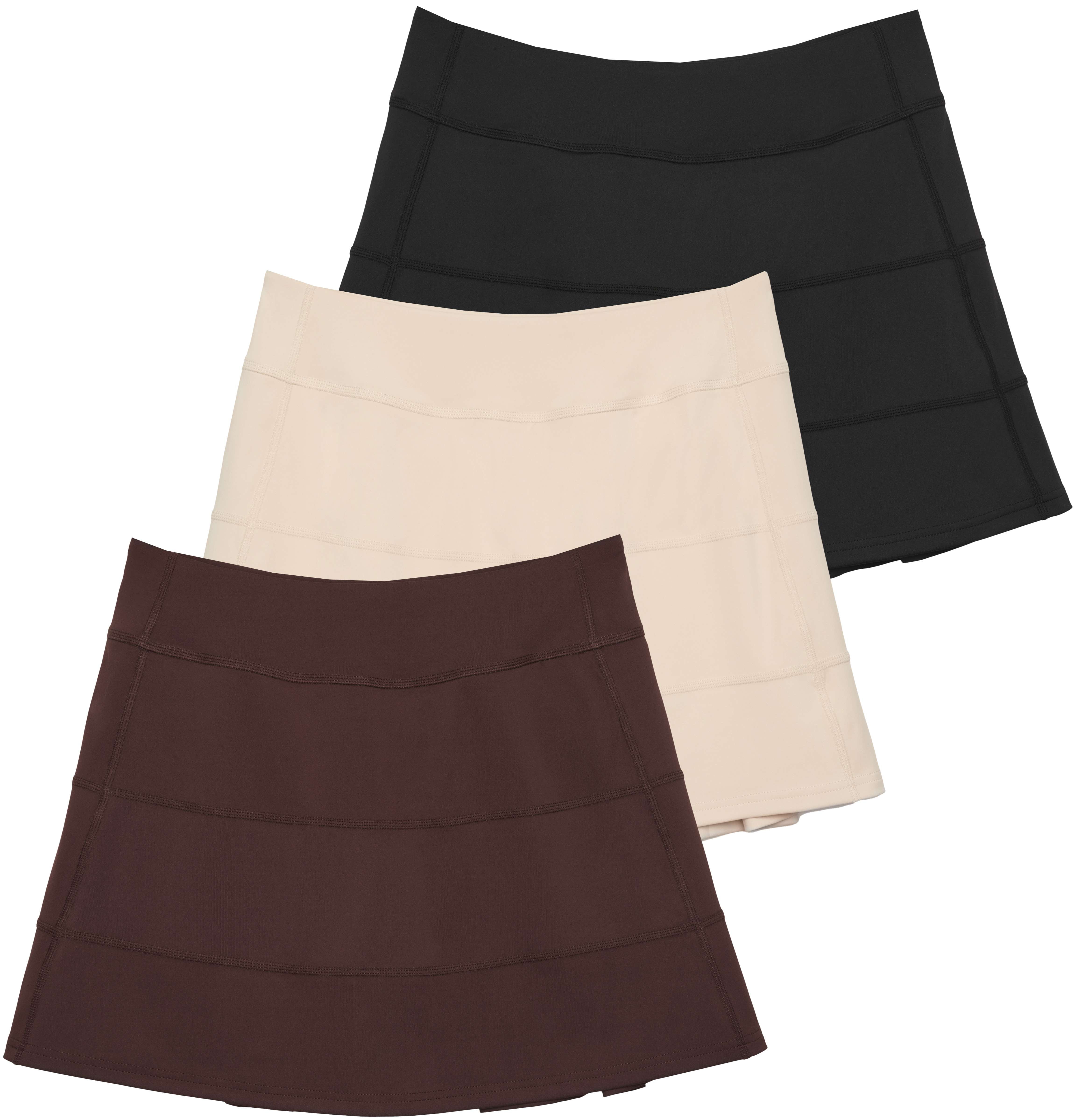Real Essentials 3 Pack:Women's 14" Pleated Tennis Skorts Golf Skirt ...