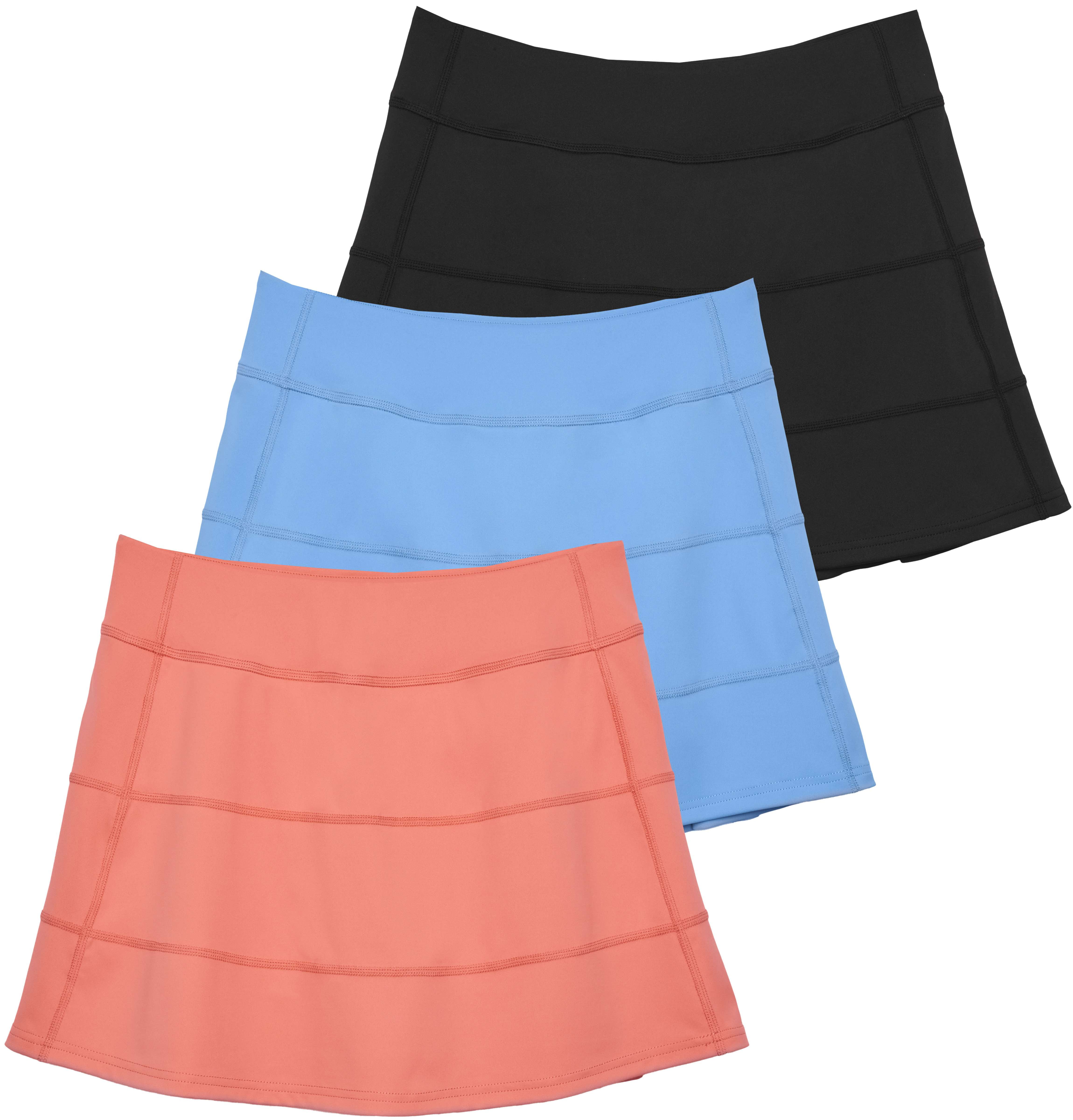 Real Essentials 3 Pack:Women's 14" Pleated Tennis Skorts Golf Skirt ...
