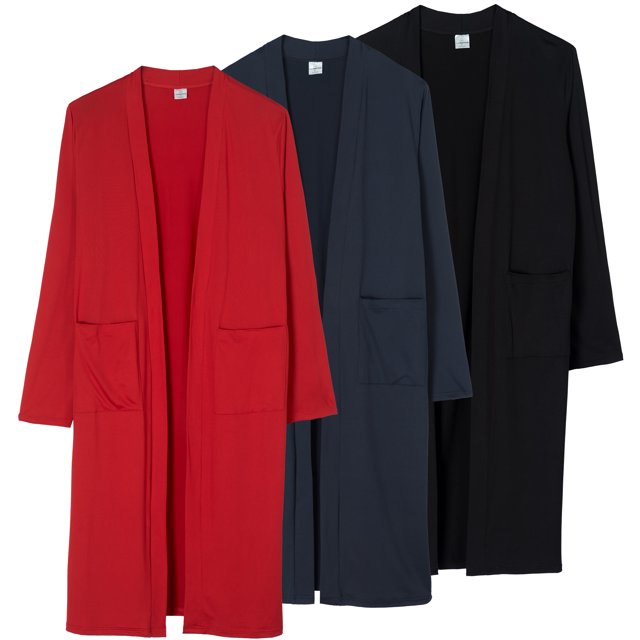 Real Essentials 3 Pack: Women's Long Sleeve Open-Front Cardigan with ...