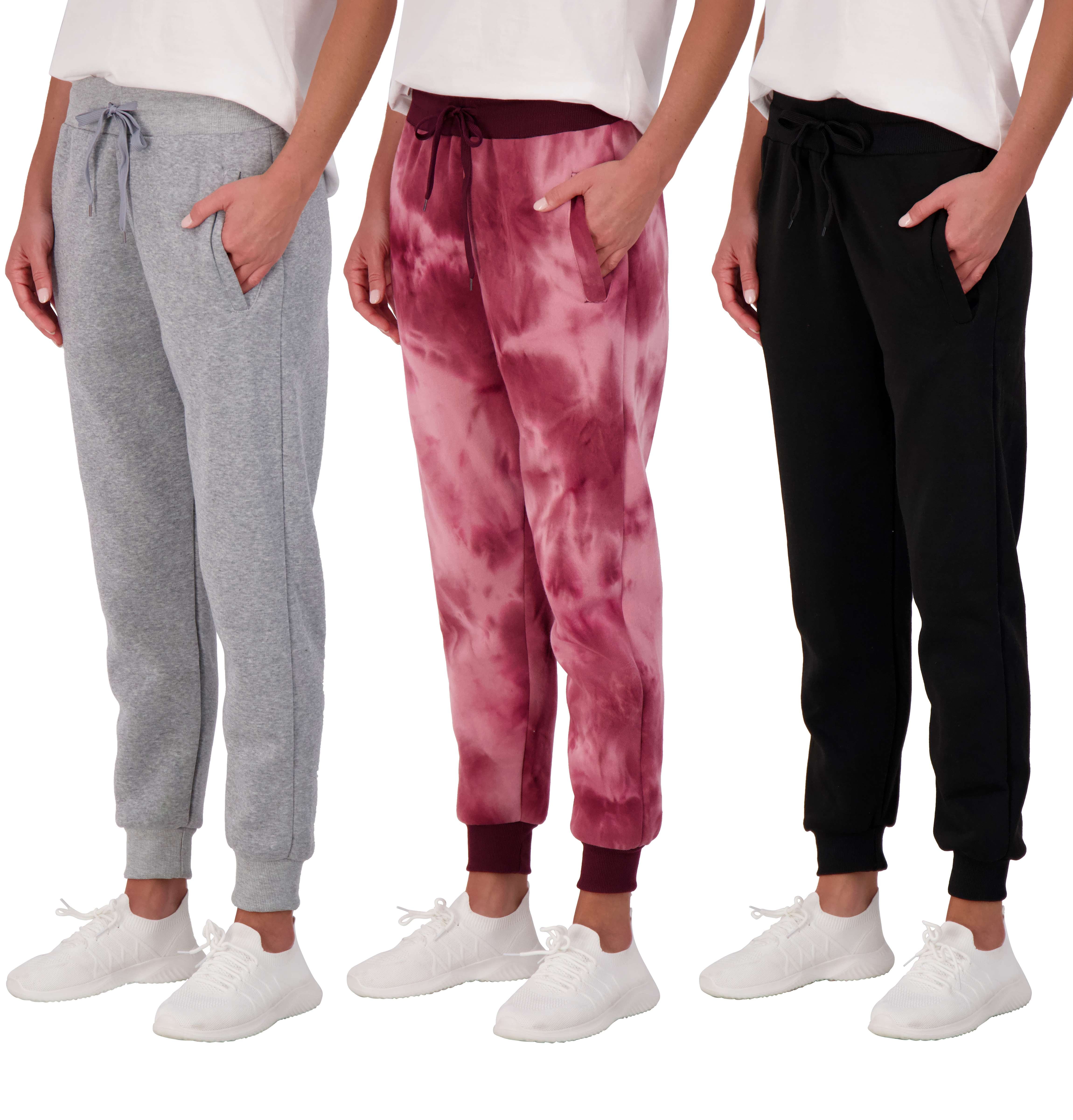 Real Essentials 3 Pack: Women's Ultra-Soft & Warm Fleece Joggers ...