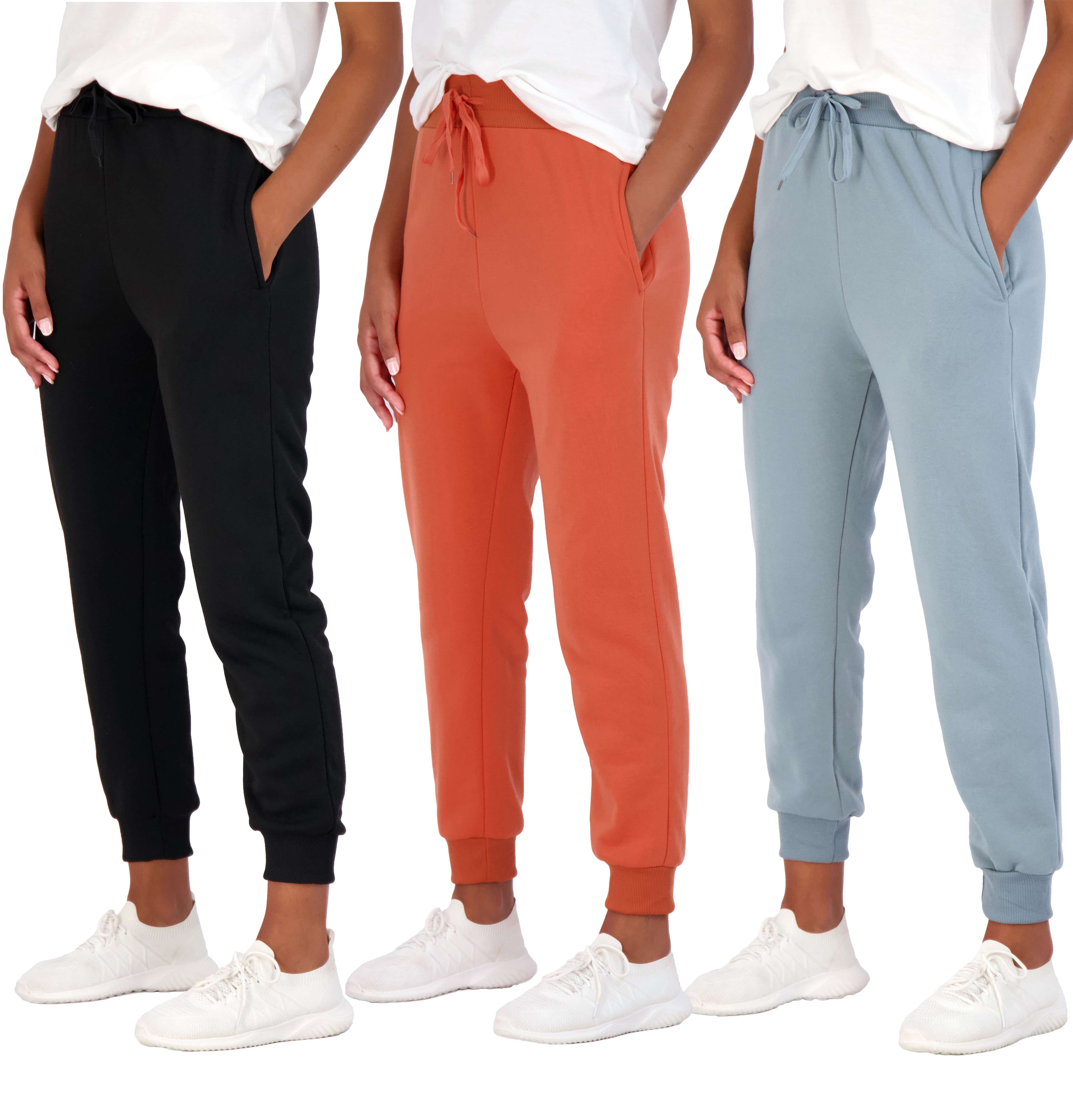 Real Essentials 3 Pack: Women's Ultra-Soft & Warm Fleece Joggers ...