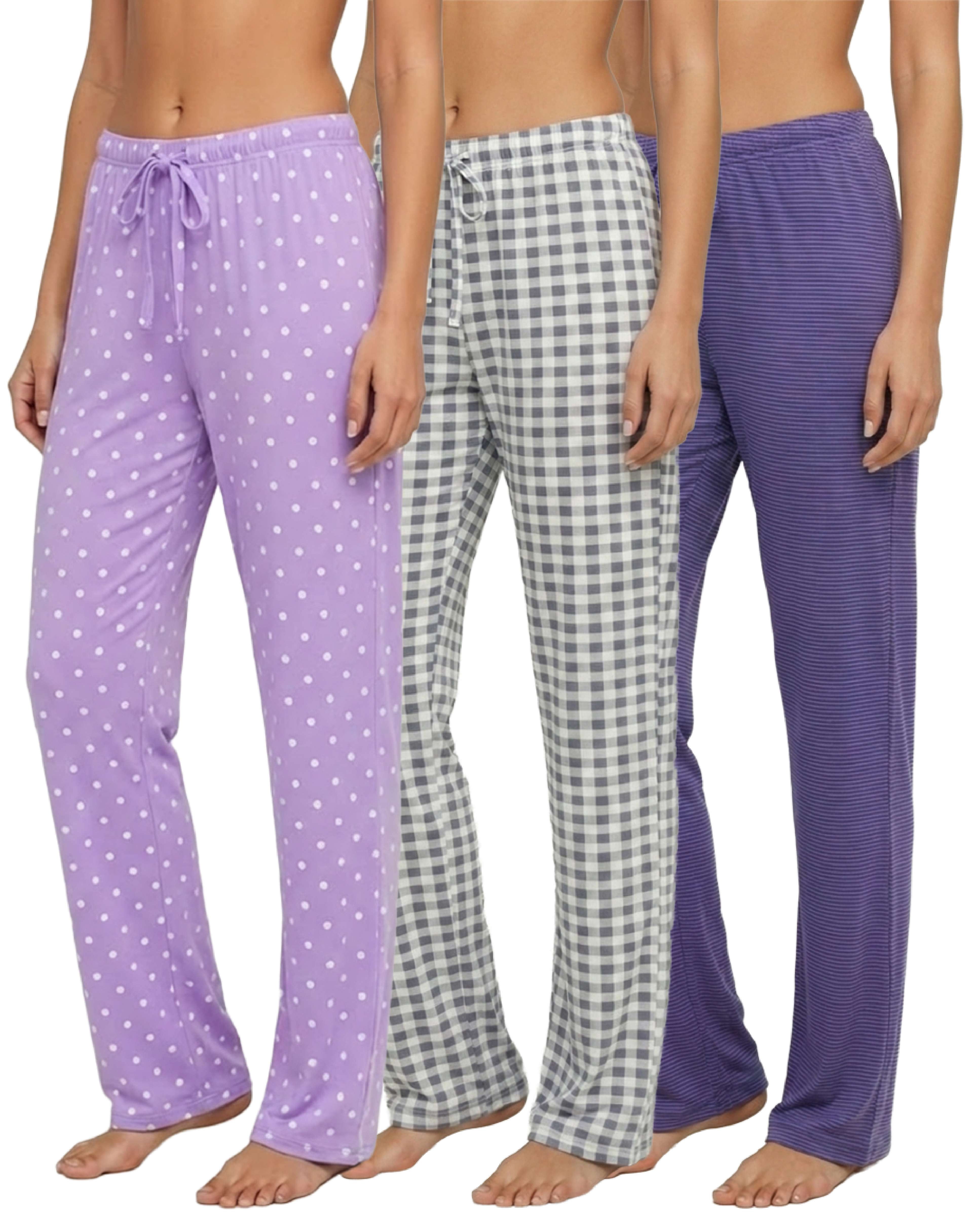 Real Essentials 3 Pack: Women’s Ultra-Soft Comfy Pajama Lounge Pants ...