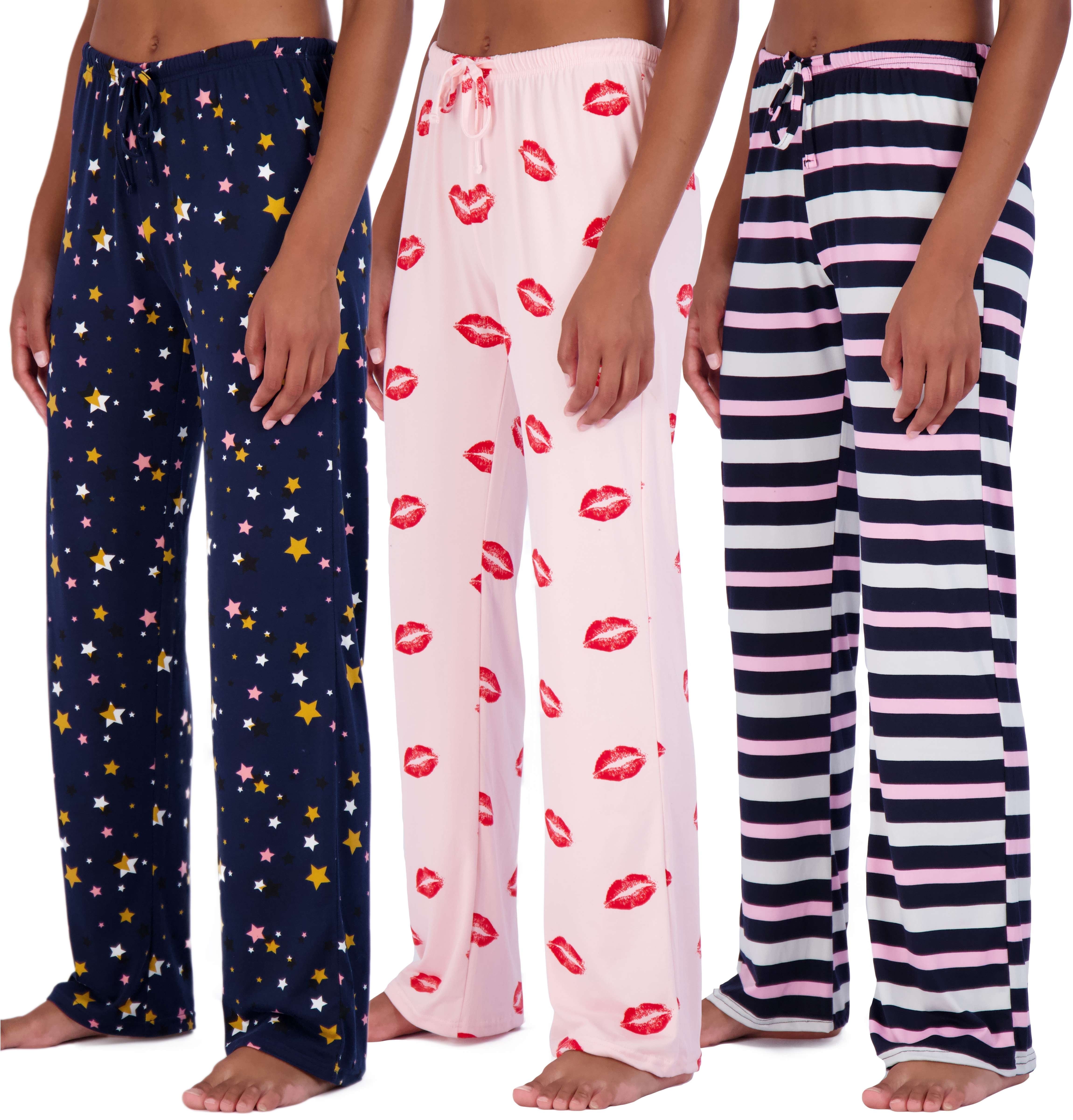 Real Essentials 3 Pack: Women’s Ultra-Soft Comfy Pajama Lounge Pants ...