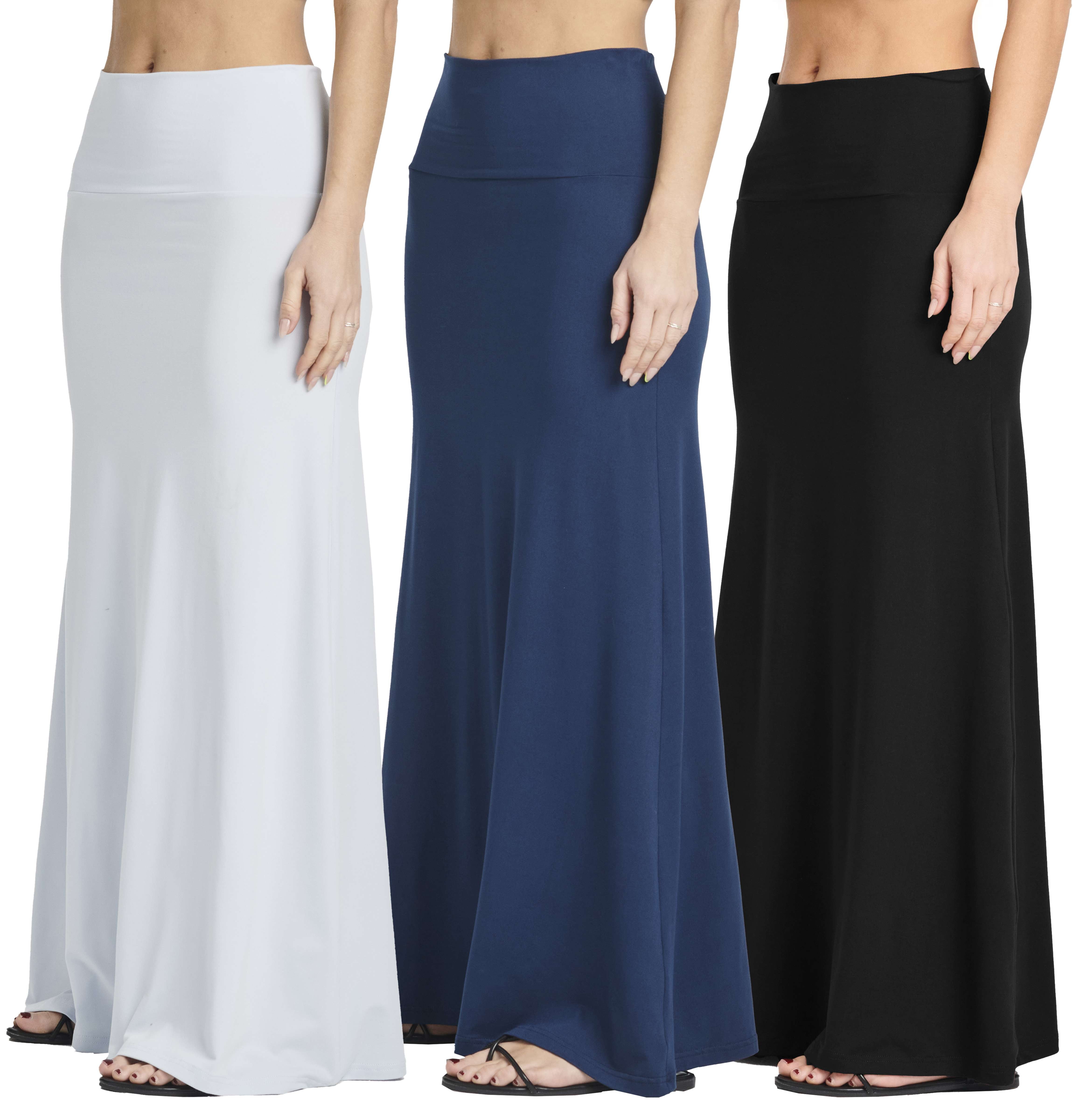 Real Essentials 3 Pack: Women's Ultra-Soft Flowy Maxi High Waisted Long ...