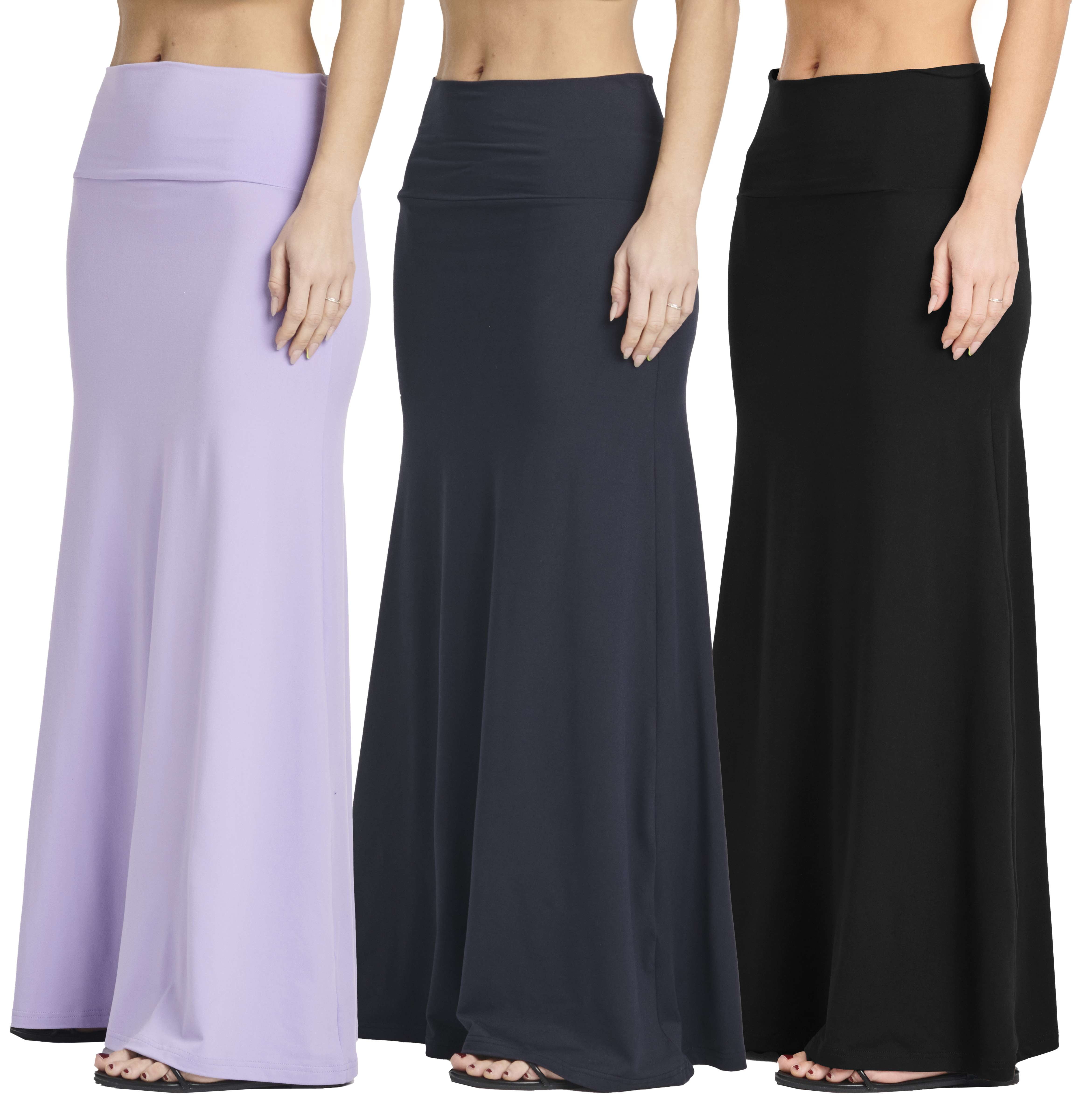 Real Essentials 3 Pack: Women's Ultra-Soft Flowy Maxi High Waisted Long ...