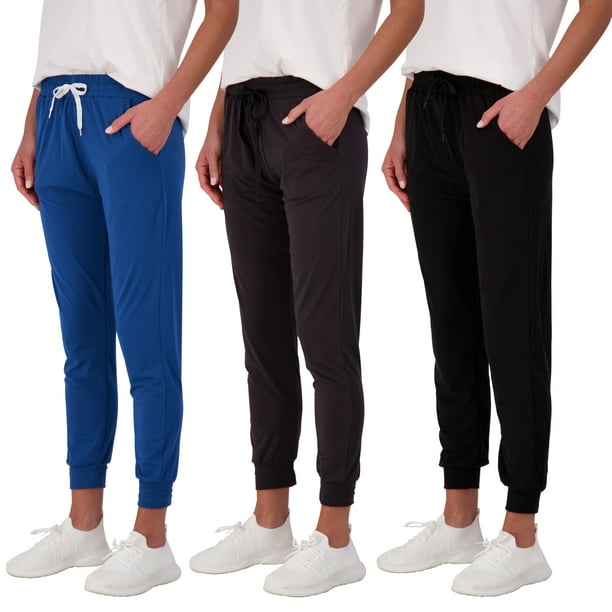 Real Essentials 3 Pack: Women's Ultra-Soft Lounge Joggers Athletic Yoga ...
