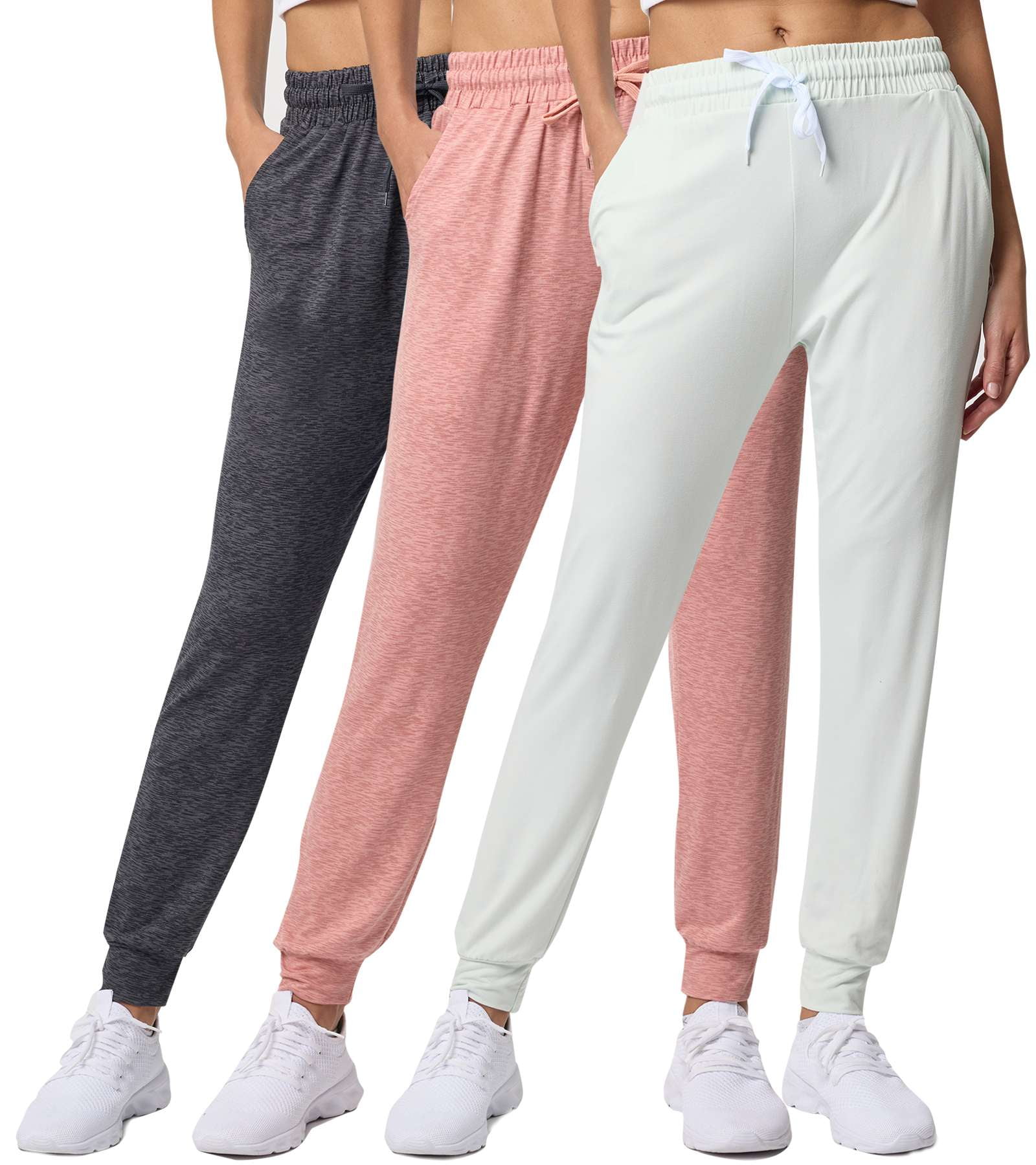 Real Essentials 3 Pack: Women's Ultra-Soft Lounge Joggers Sweatpants Athletic Yoga Pants with ...