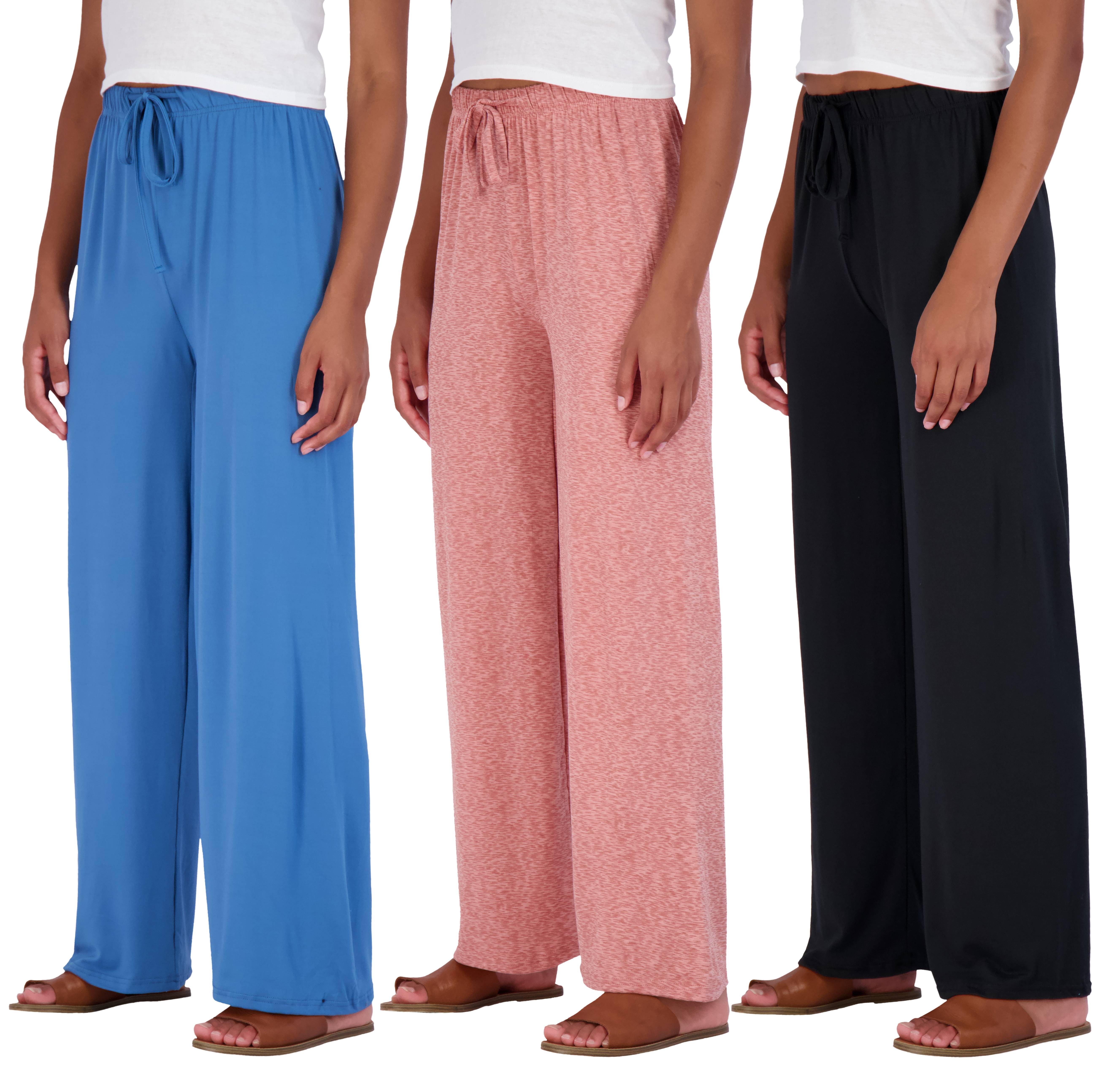 Real Essentials 3 Pack Womens Wide Leg Palazzo Lounge Pants