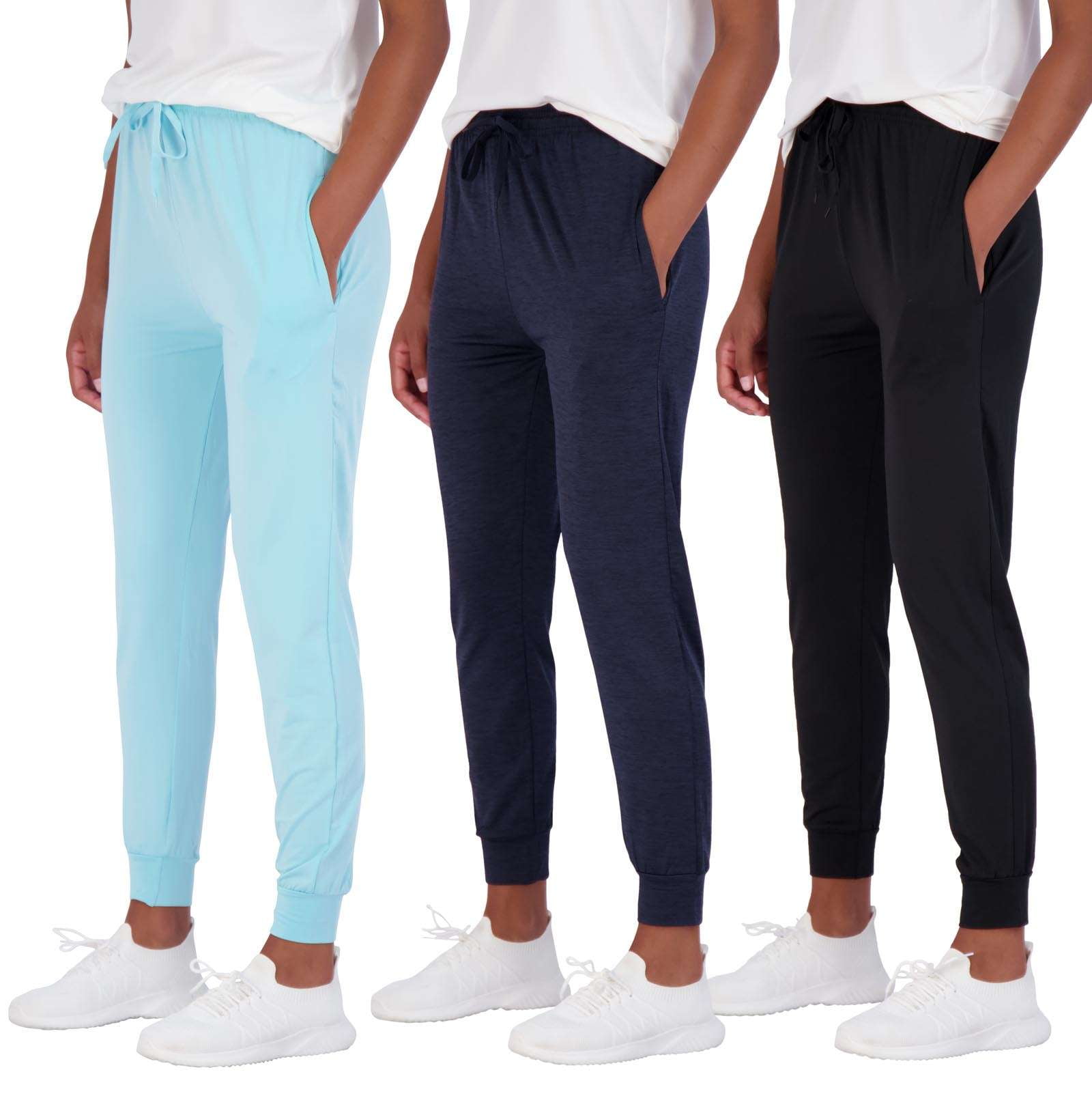 Real Essentials 3 Pack: Womens Dry-Fit Active Athletic Joggers Yoga ...