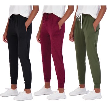 Real Essentials 3 Pack: Women's Ultra-Soft Lounge Joggers Athletic Yoga ...