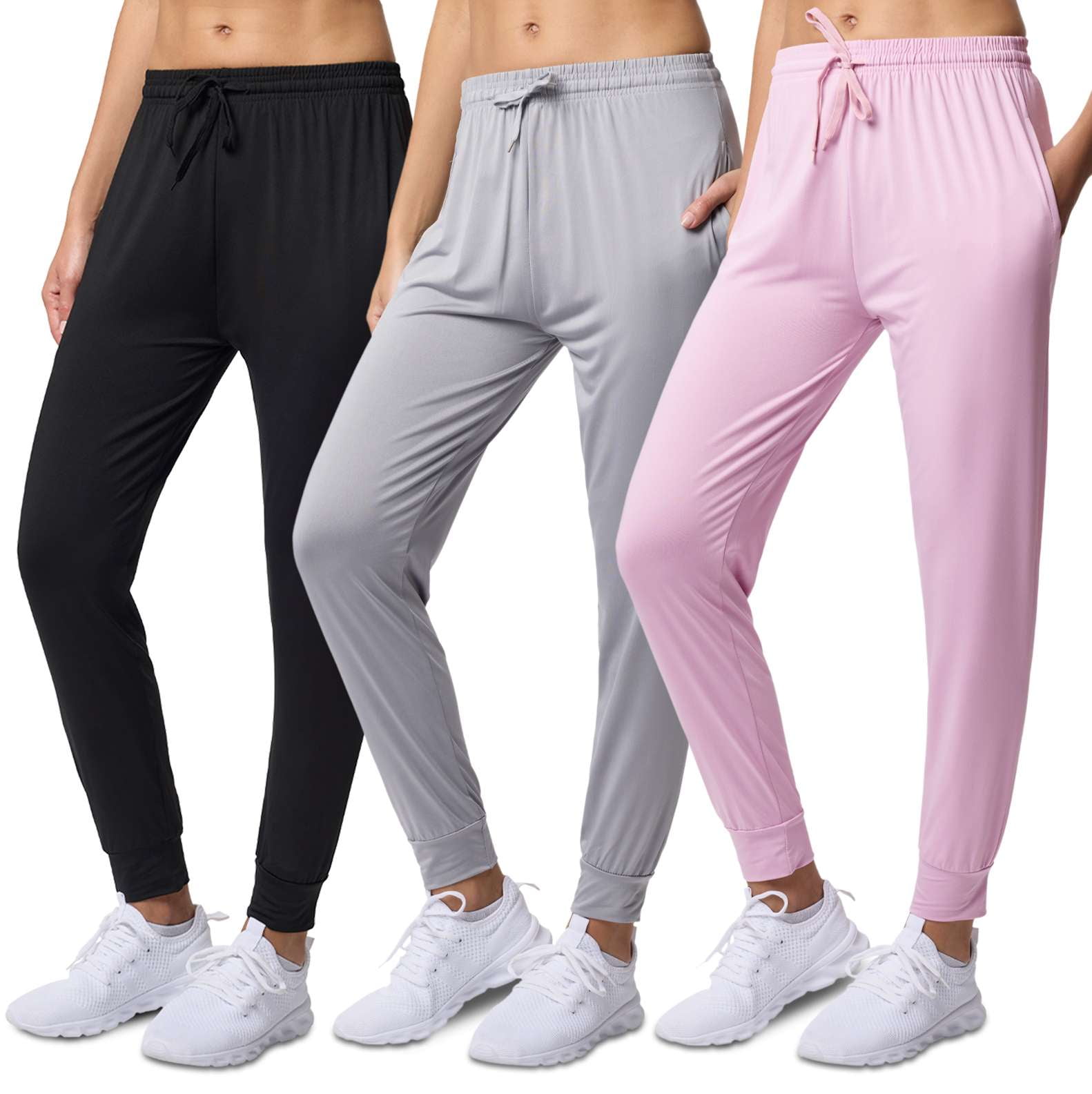 Real Essentials 3 Pack: Womens Dry-Fit Active Athletic Joggers Yoga ...