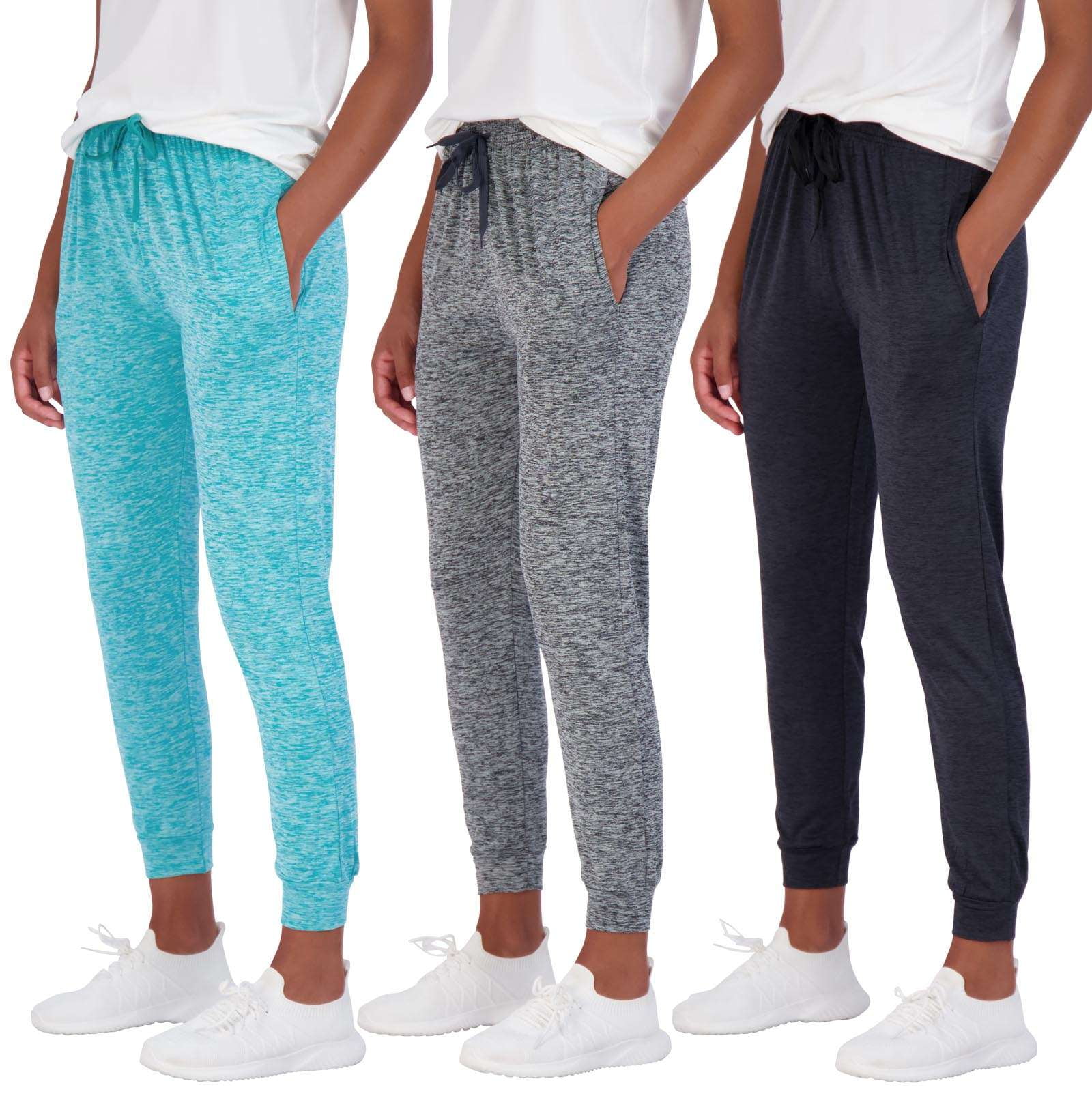 Real Essentials 3 Pack: Womens Dry-Fit Active Athletic Joggers Yoga ...