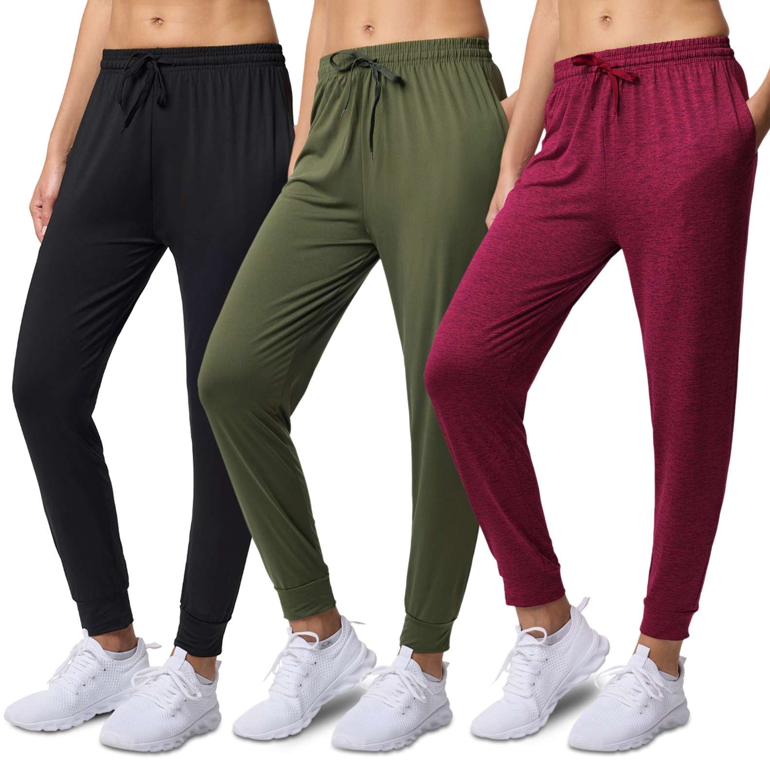Real Essentials 3 Pack: Womens Dry-Fit Active Athletic Joggers Yoga ...