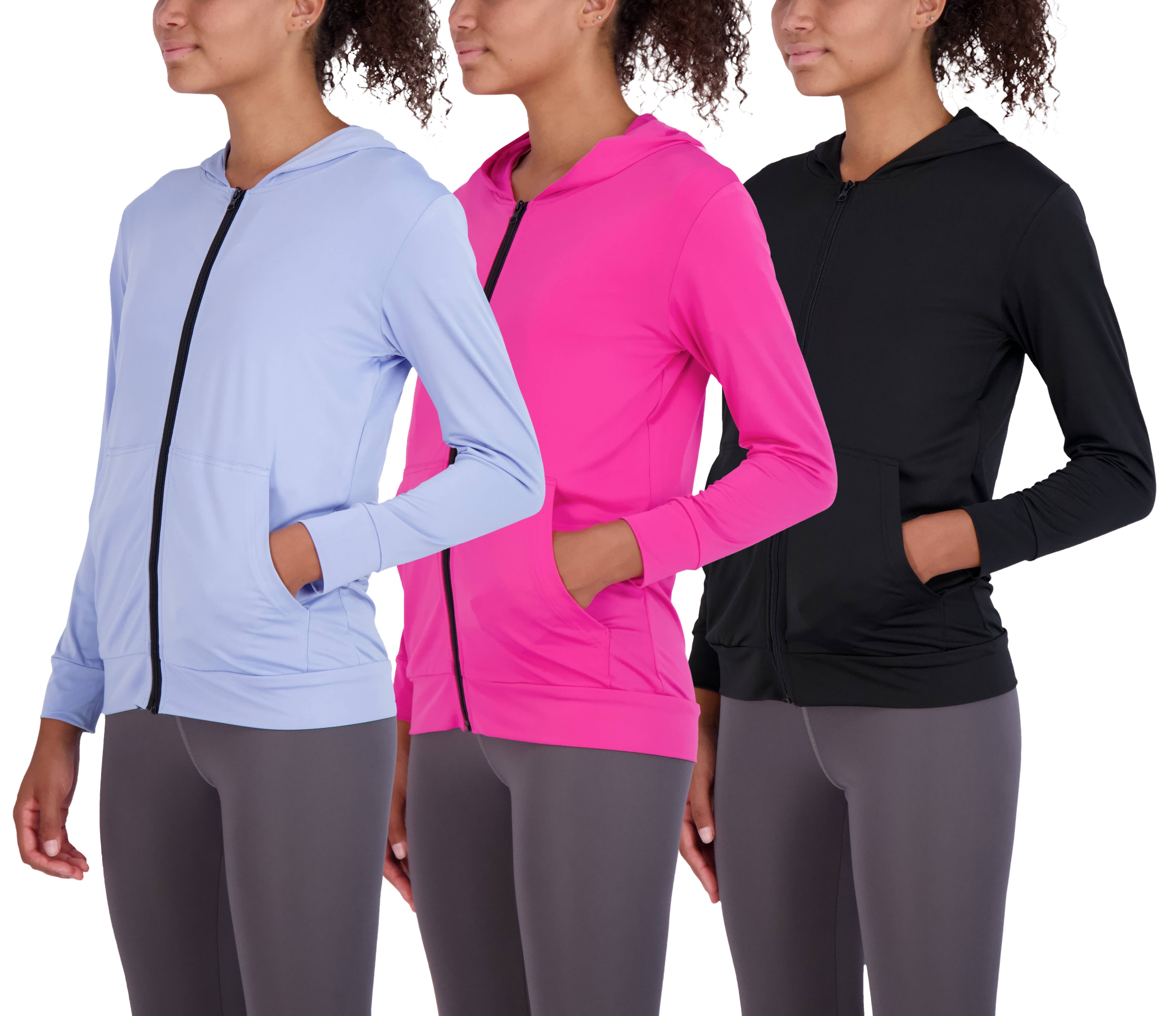 Real Essentials 3 Pack: Womens Dry-Fit Long Sleeve Quarter Zip & Full ...