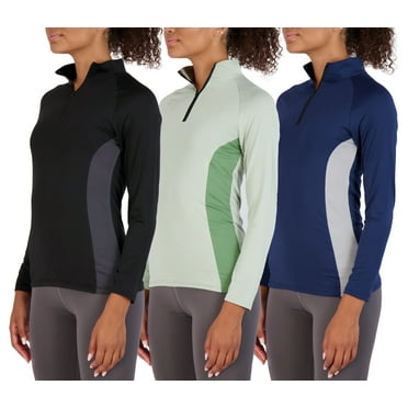 Real Essentials 3 Pack: Men's Dry-Fit Active Quarter Zip Long Sleeve ...