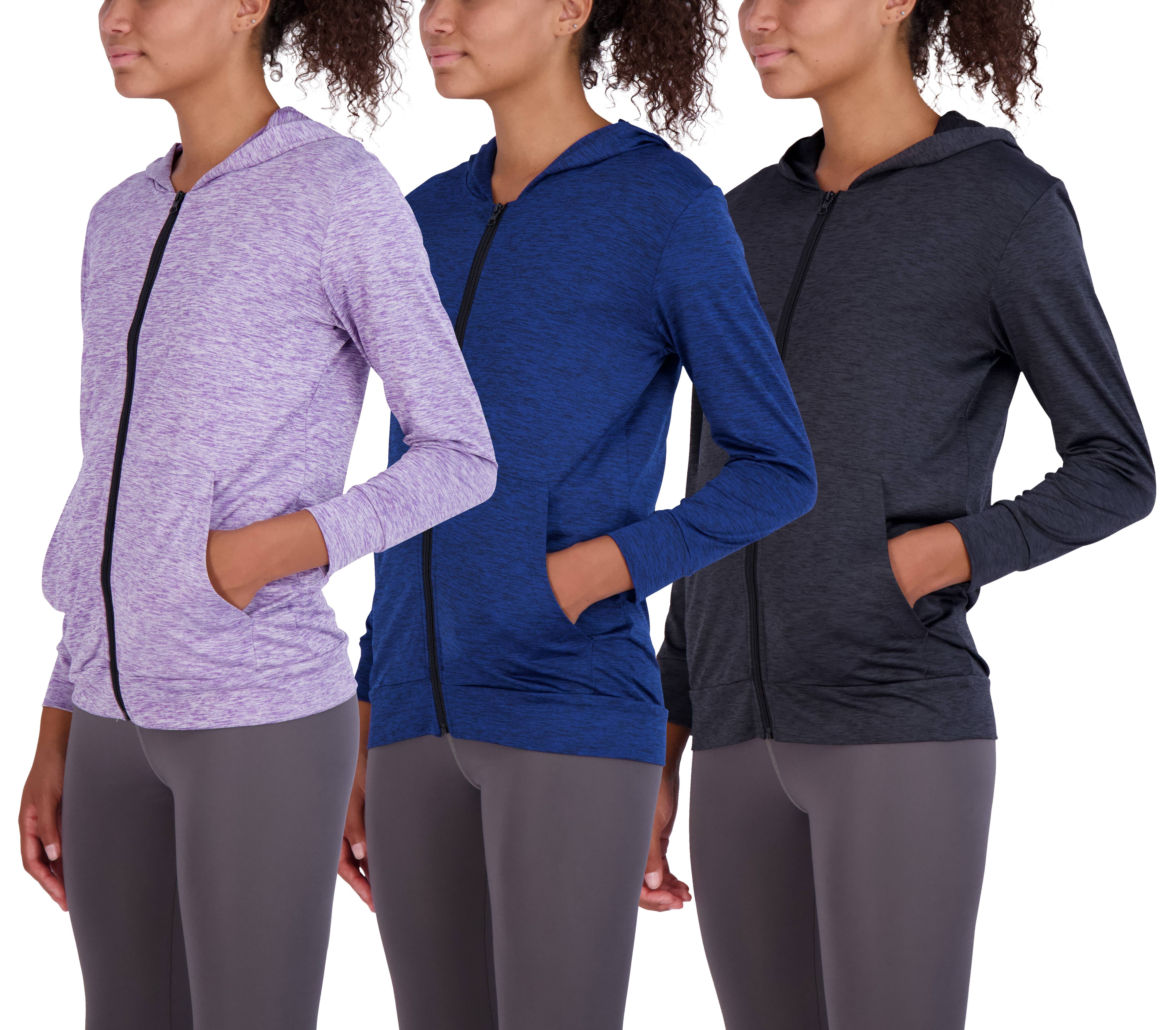 Real Essentials 3 Pack: Womens Dry-Fit Long Sleeve Quarter Zip & Full ...