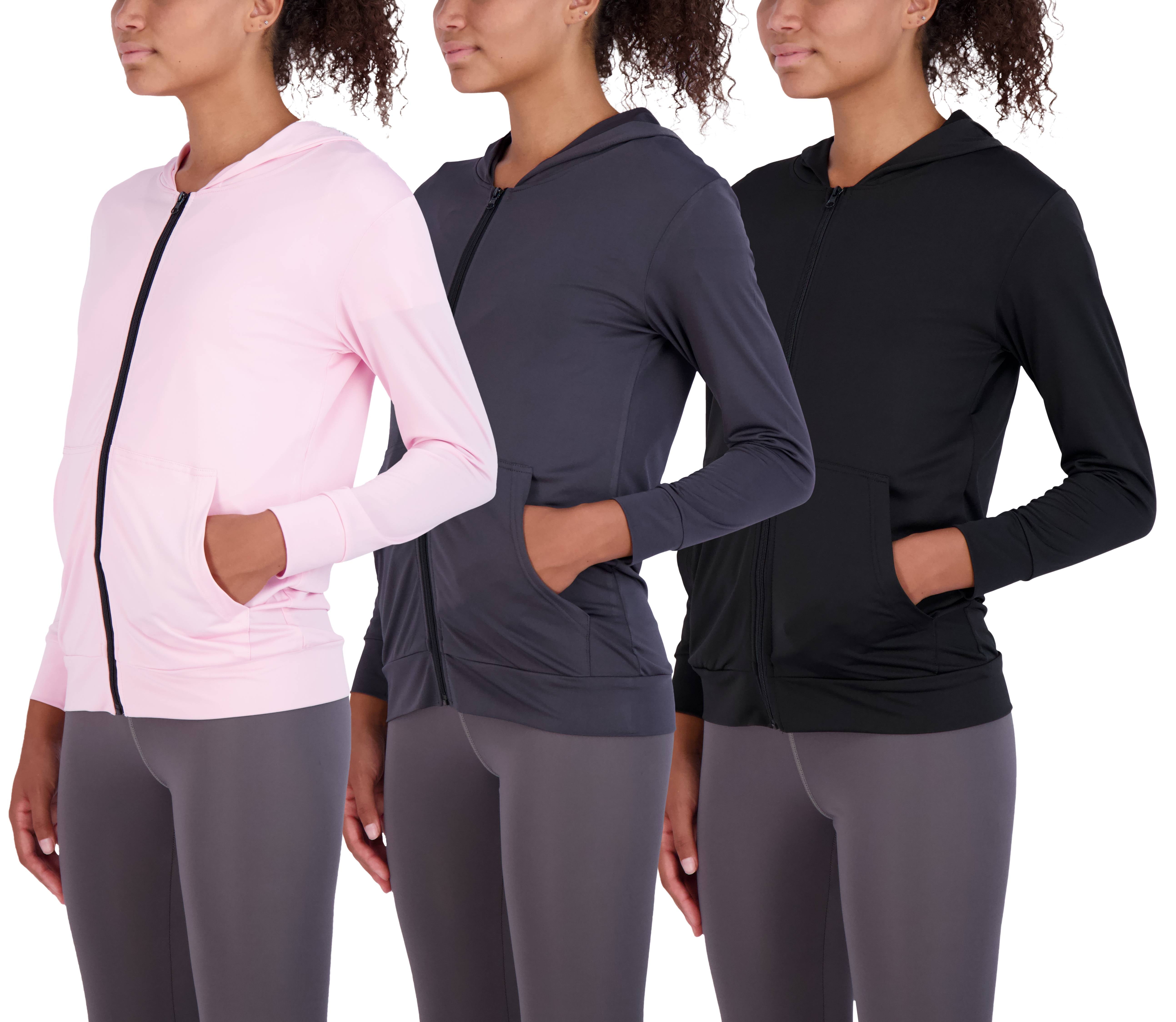Real Essentials 3 Pack: Womens Dry-Fit Long Sleeve Quarter Zip & Full ...