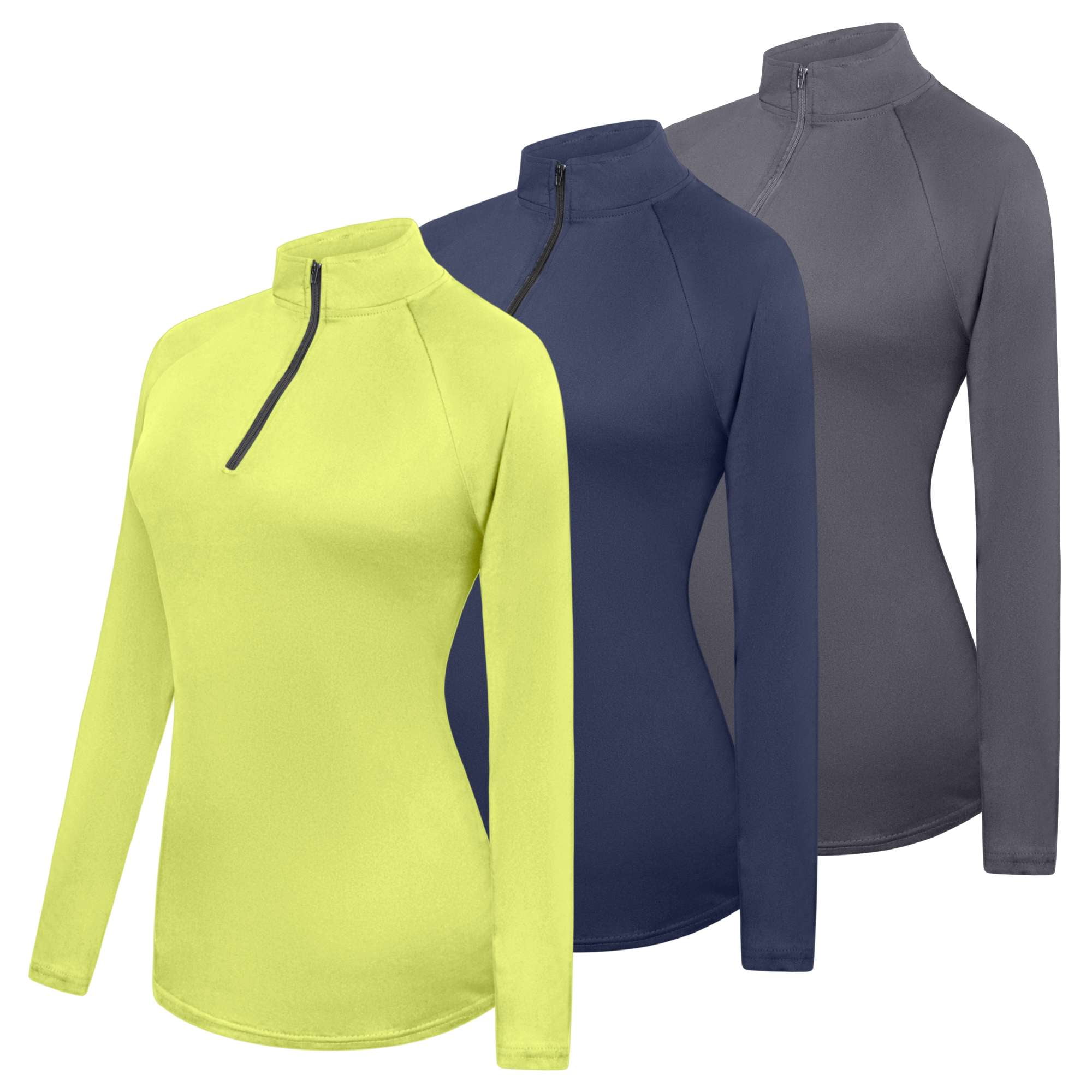 Real Essentials 3 Pack: Womens Dry-Fit Long Sleeve Quarter Zip & Full ...