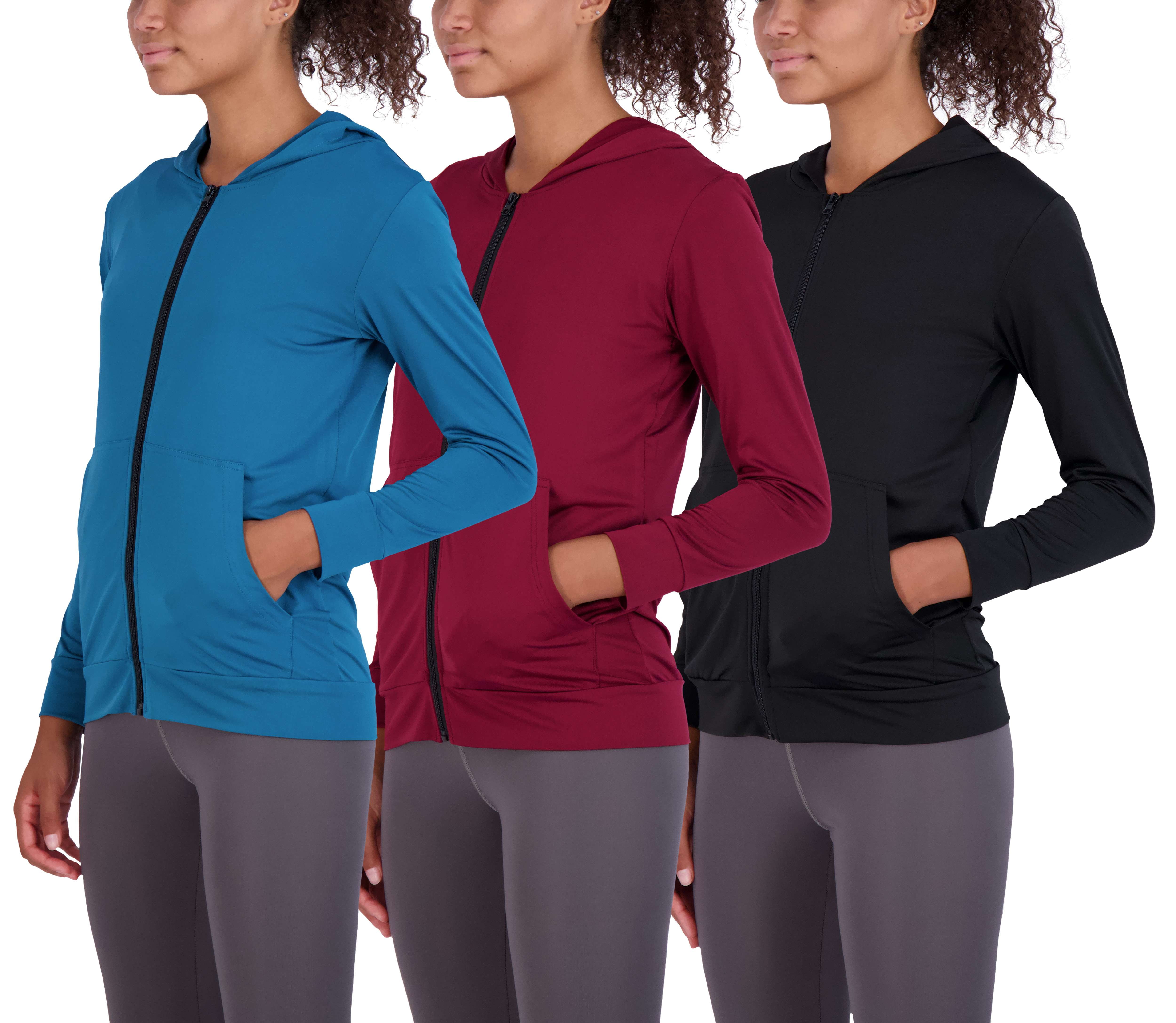 Real Essentials 3 Pack: Womens Dry-Fit Long Sleeve Quarter Zip & Full ...