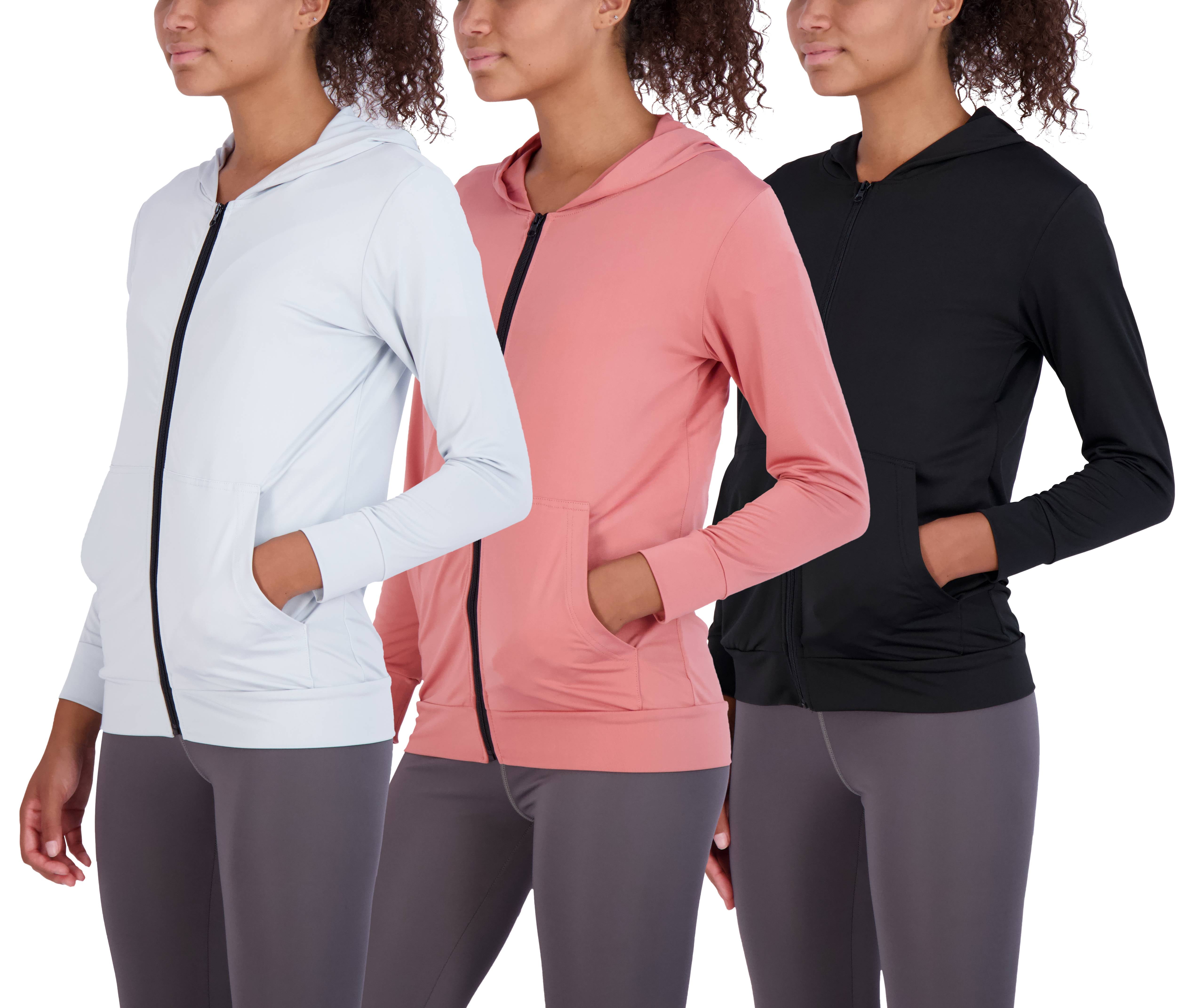 Real Essentials 3 Pack: Womens Dry-Fit Long Sleeve Quarter Zip & Full ...